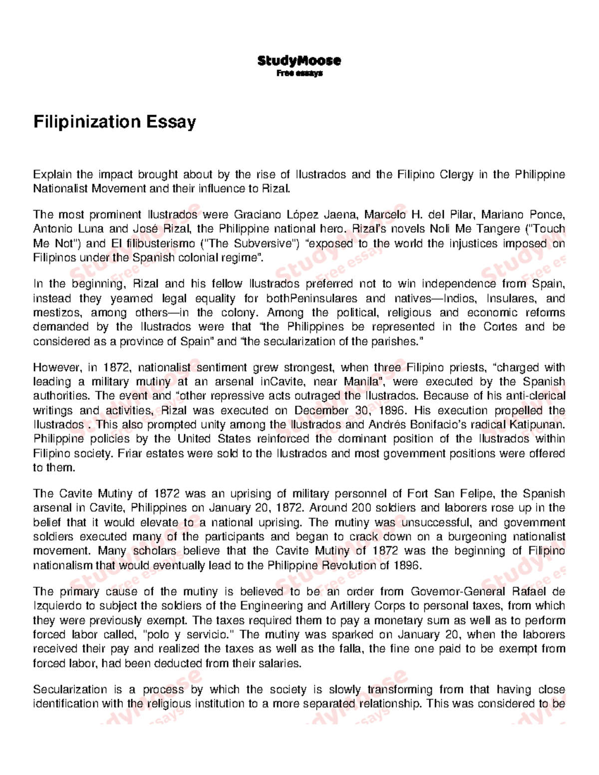 Filipinization Essay - Filipinization Essay Explain the impact brought ...