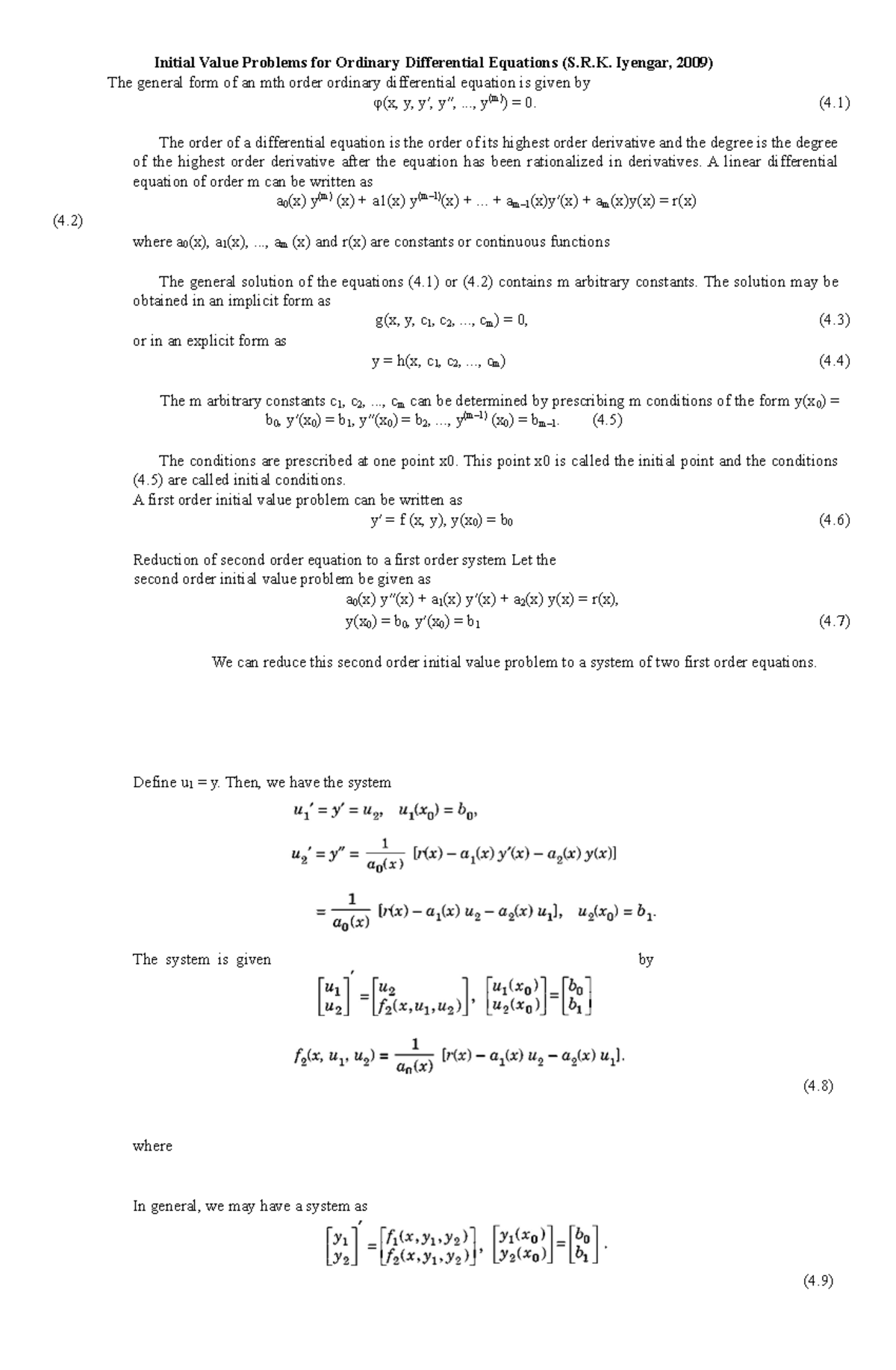 Initial Value Problems For Ordinary Differential Equations S R K