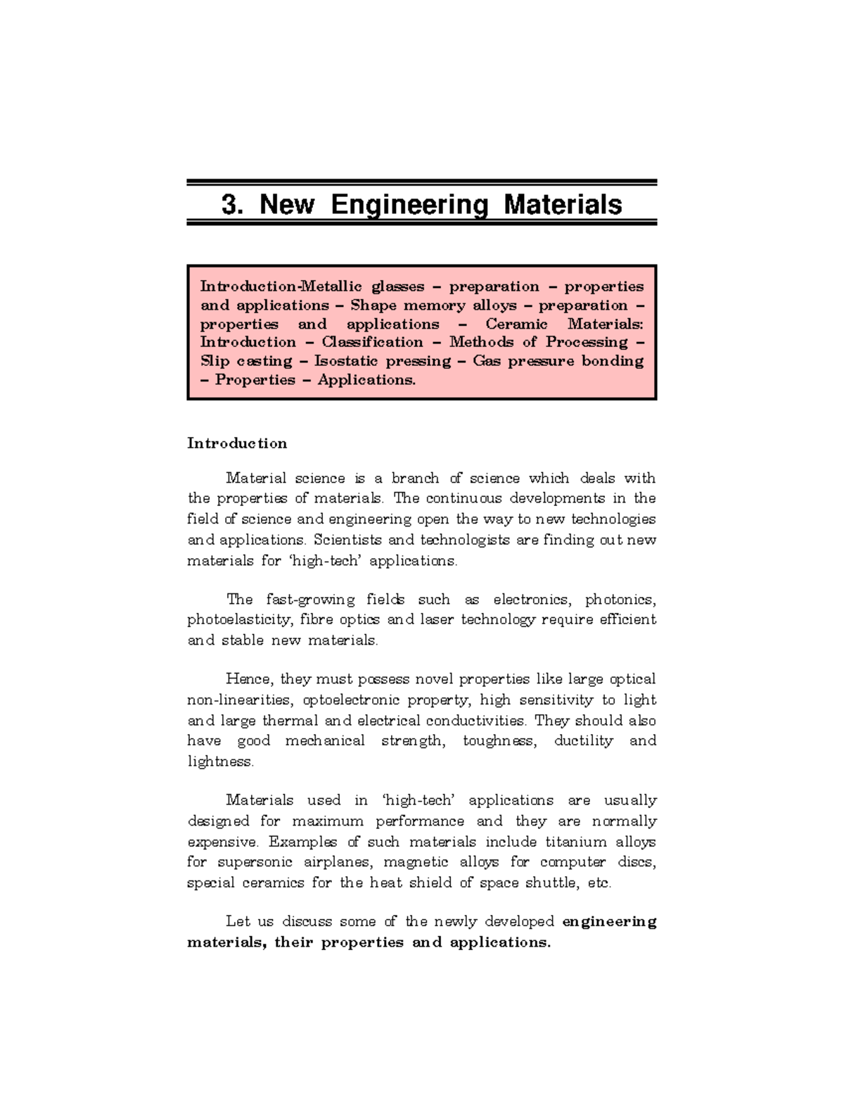 Material Physics unit 1 Lecture notes - 3. New Engineering Materials ...