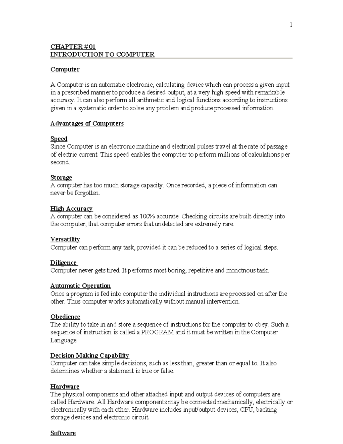 Toaz - Computer Science notes - CHAPTER # 01 INTRODUCTION TO COMPUTER ...