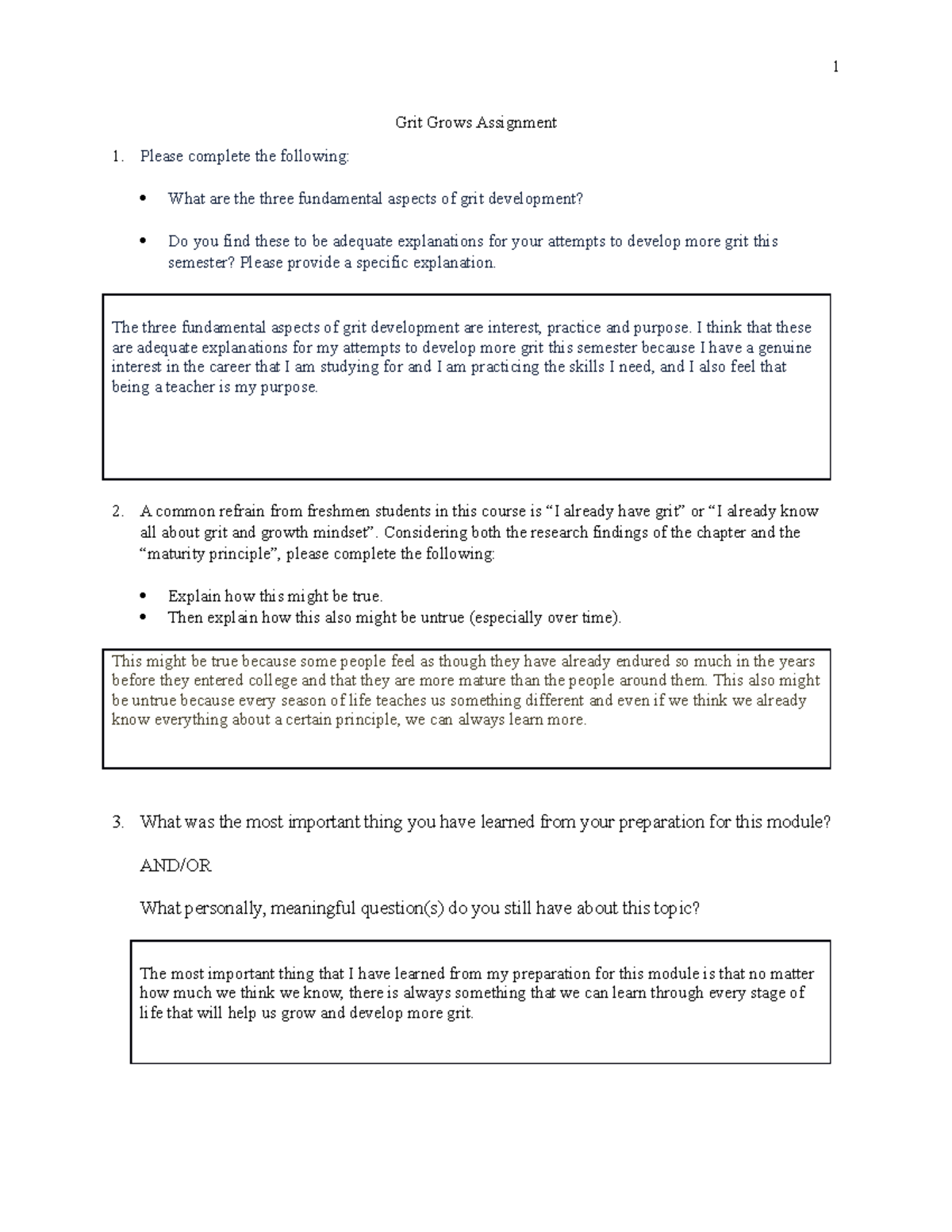 Grit Grows Assignment - college success - 1 Grit Grows Assignment ...