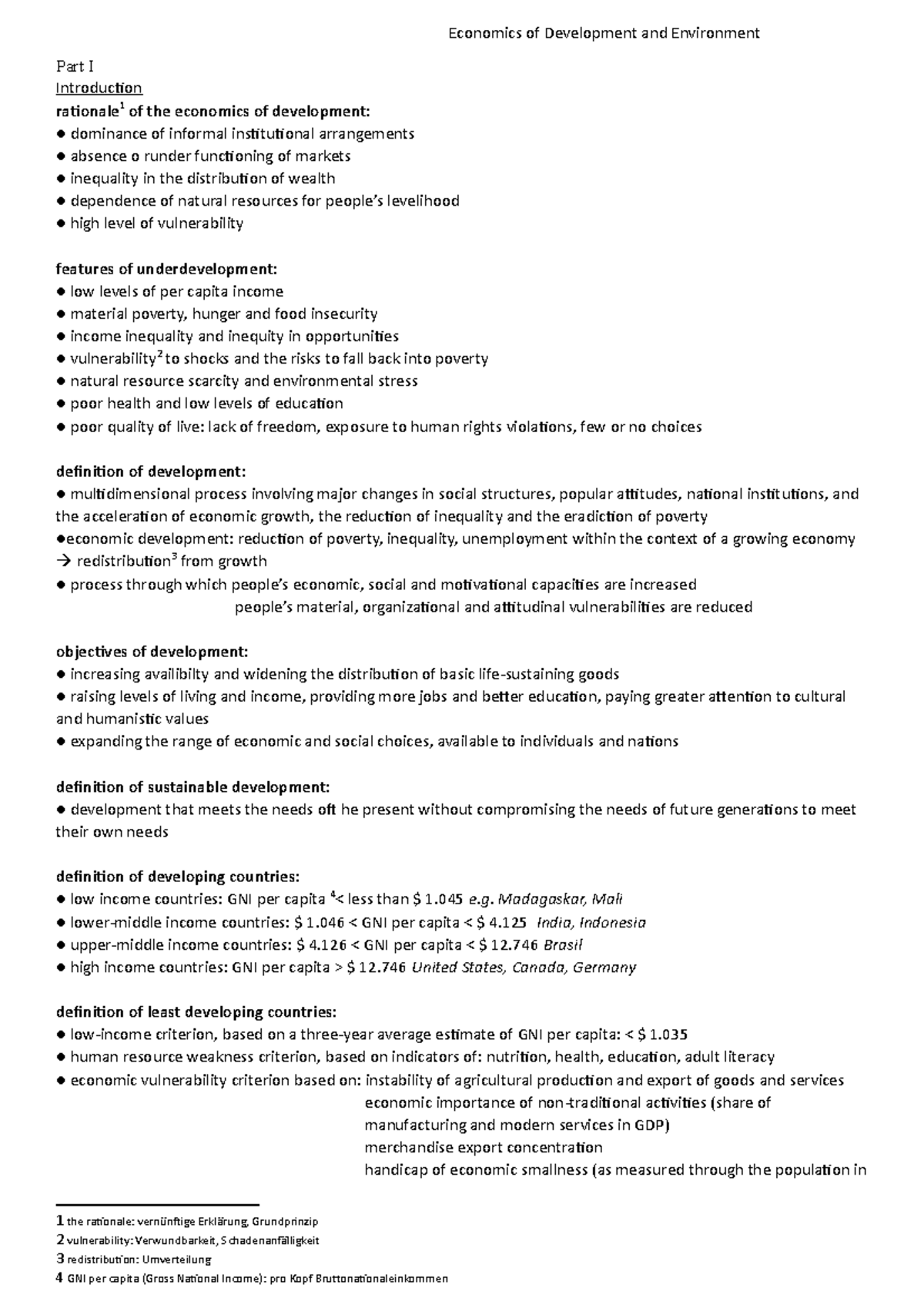 Economics of development - Part I Introduction rationale 1 of the ...