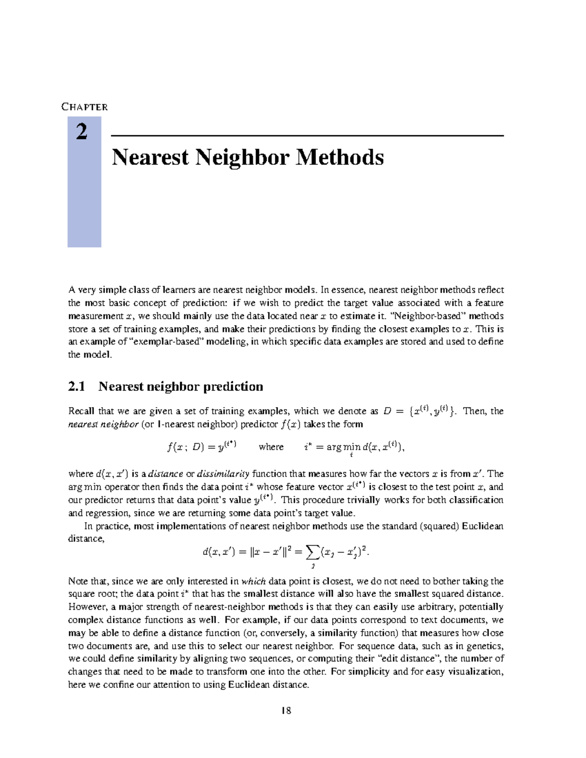 02 knn - Lecture notes for k nearest neighbors - CHAPTER 2 Nearest ...