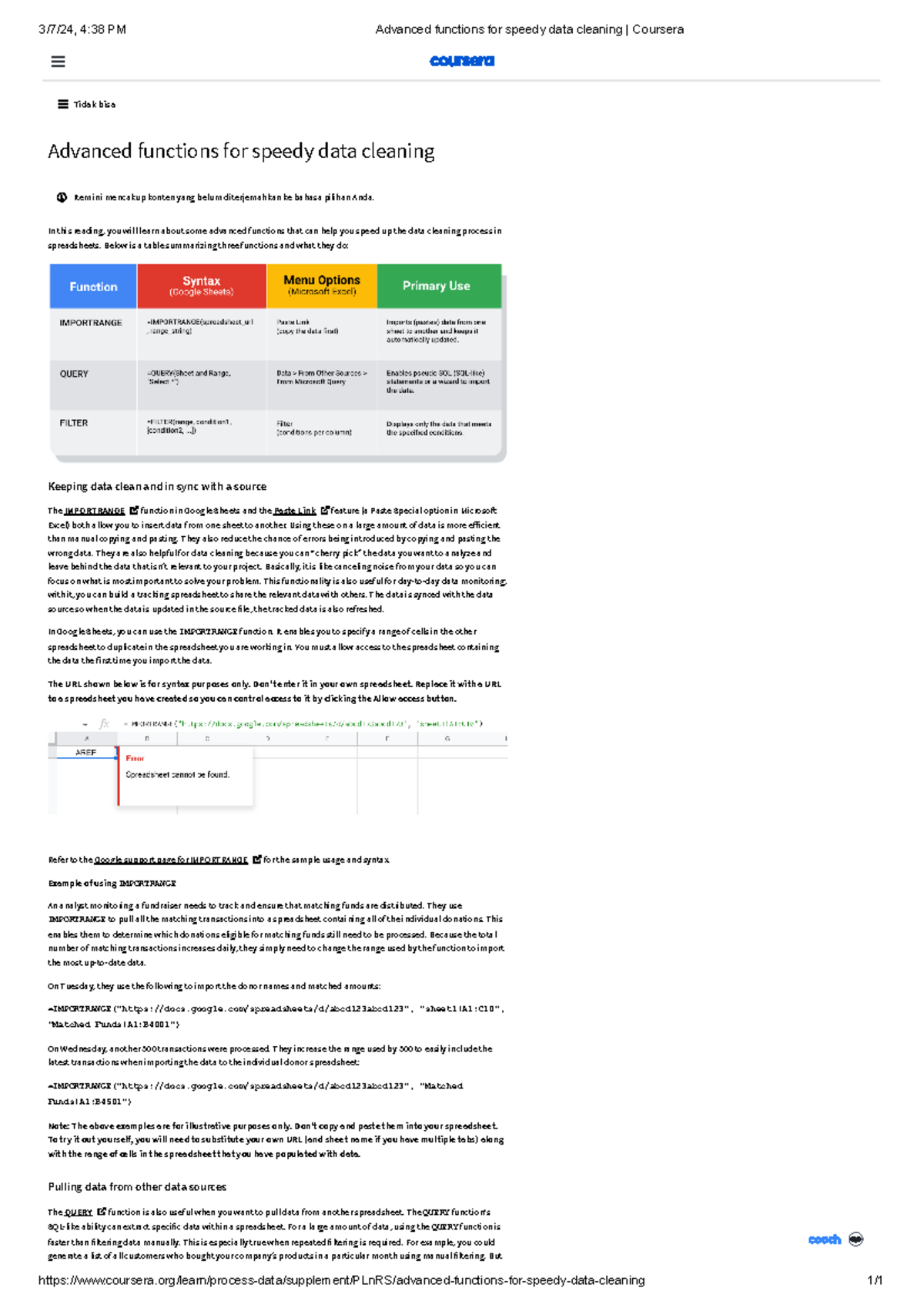 Advanced Functions For Speedy Data Cleaning Coursera In This Reading You Will Learn About