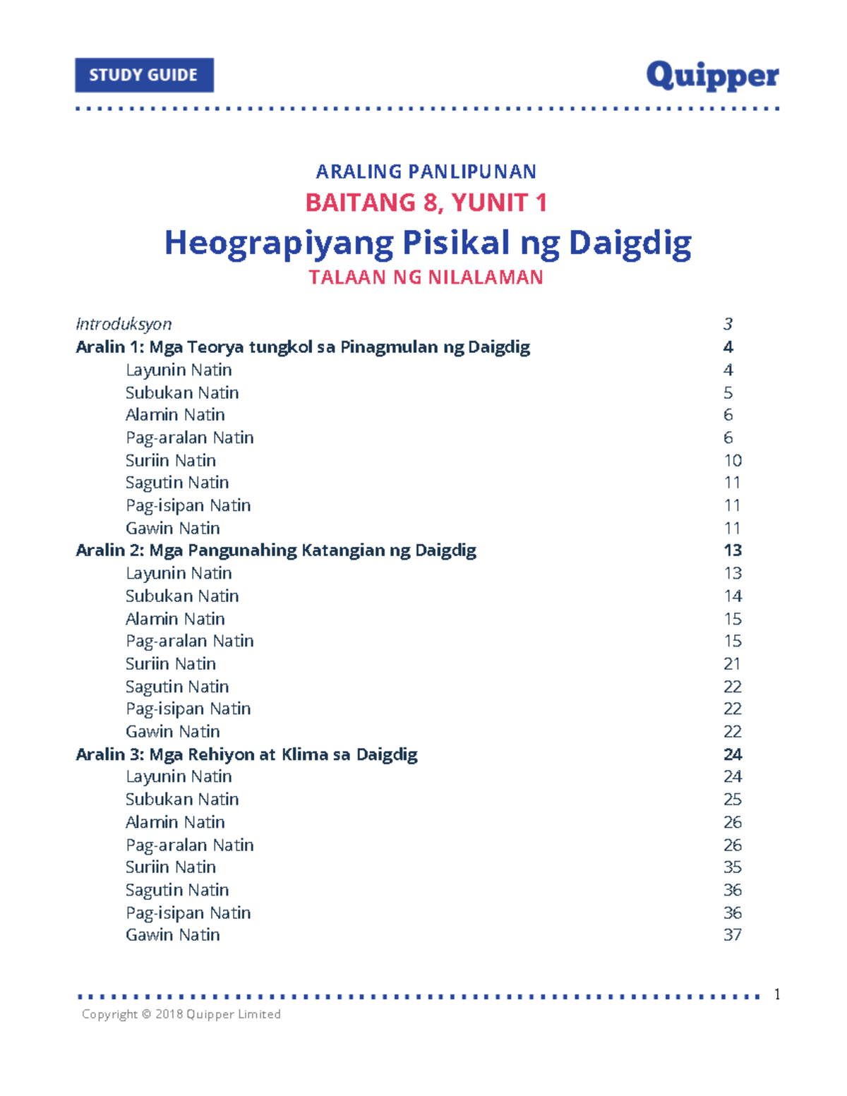 AP8-U1 FD Kristine Reduced - ARALING PANLIPUNAN Heograpiyang Pisikal ng ...