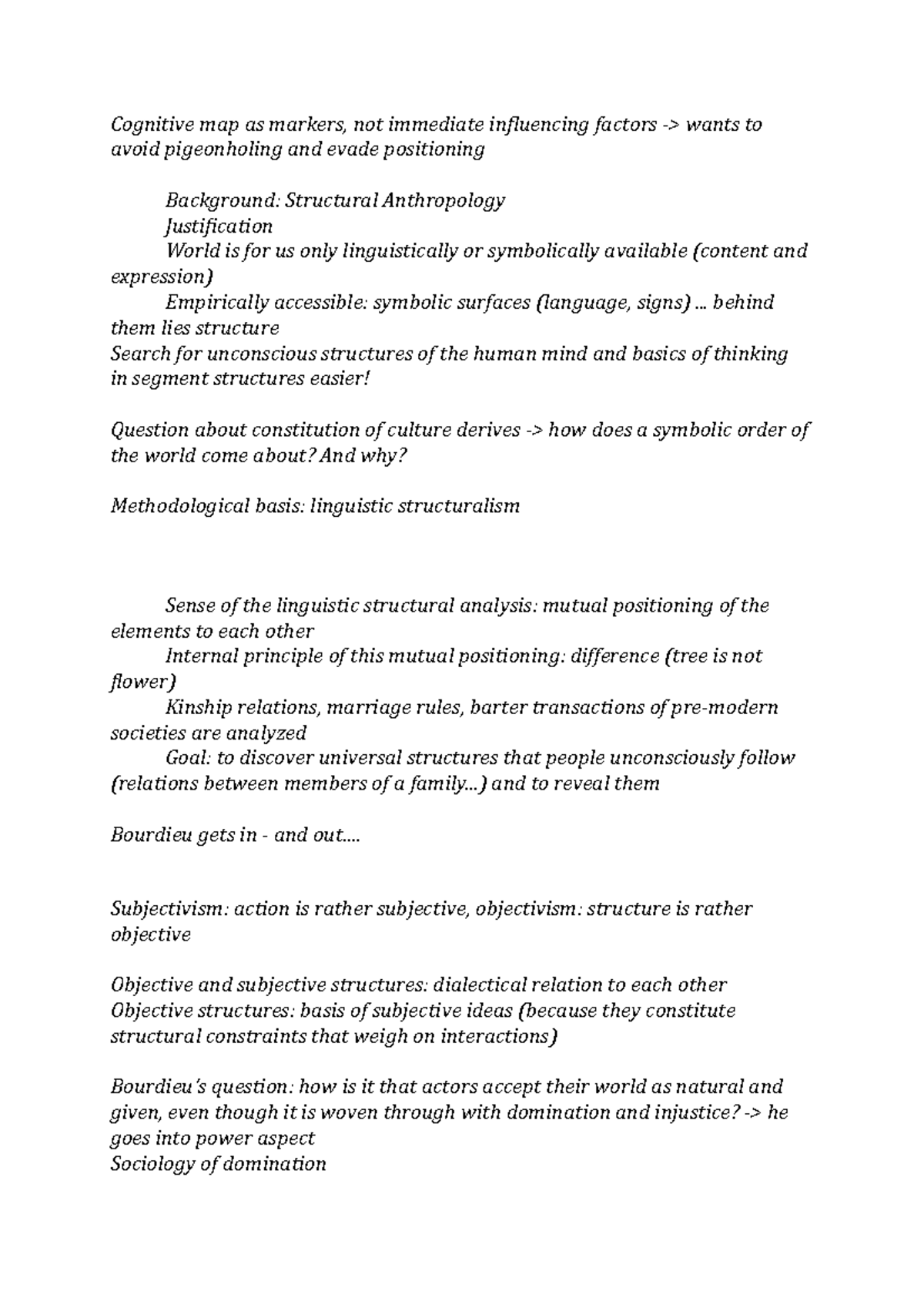Cognitive map as markers - .. behind them lies structure Search for ...