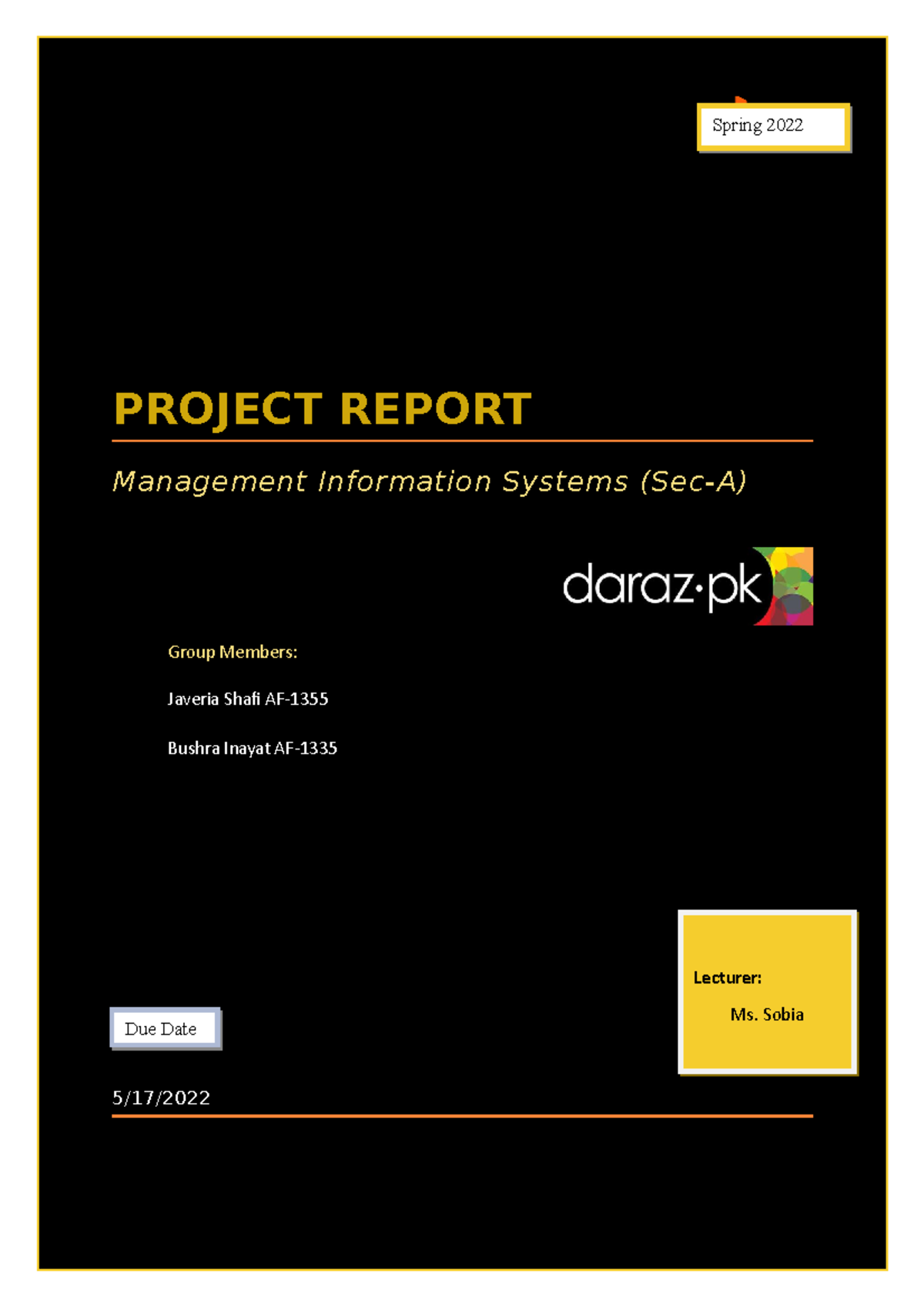 Project Report mis - PROJECT REPORT Management Information Systems (Sec ...
