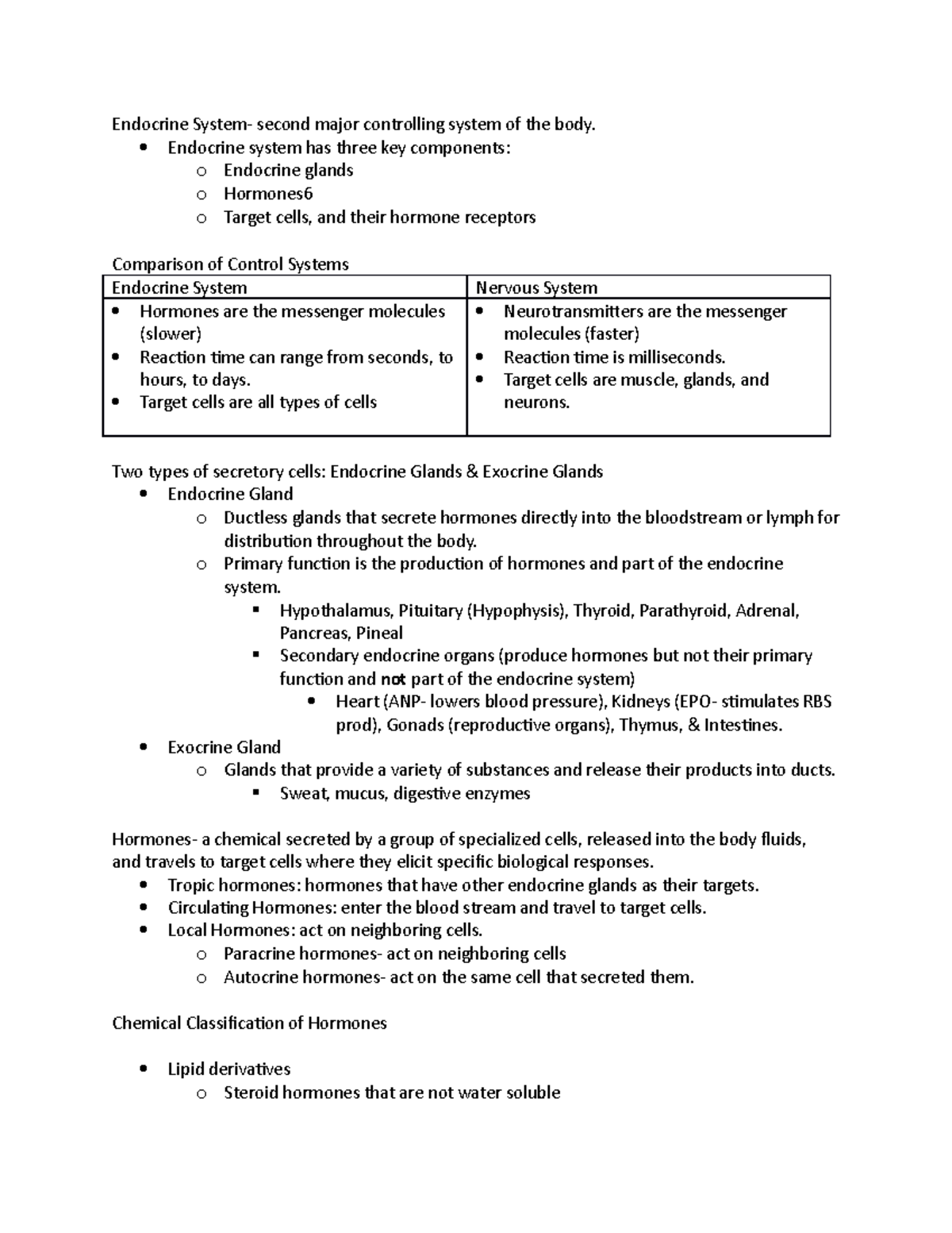 Endocrine System - Endocrine system has three key components: o ...