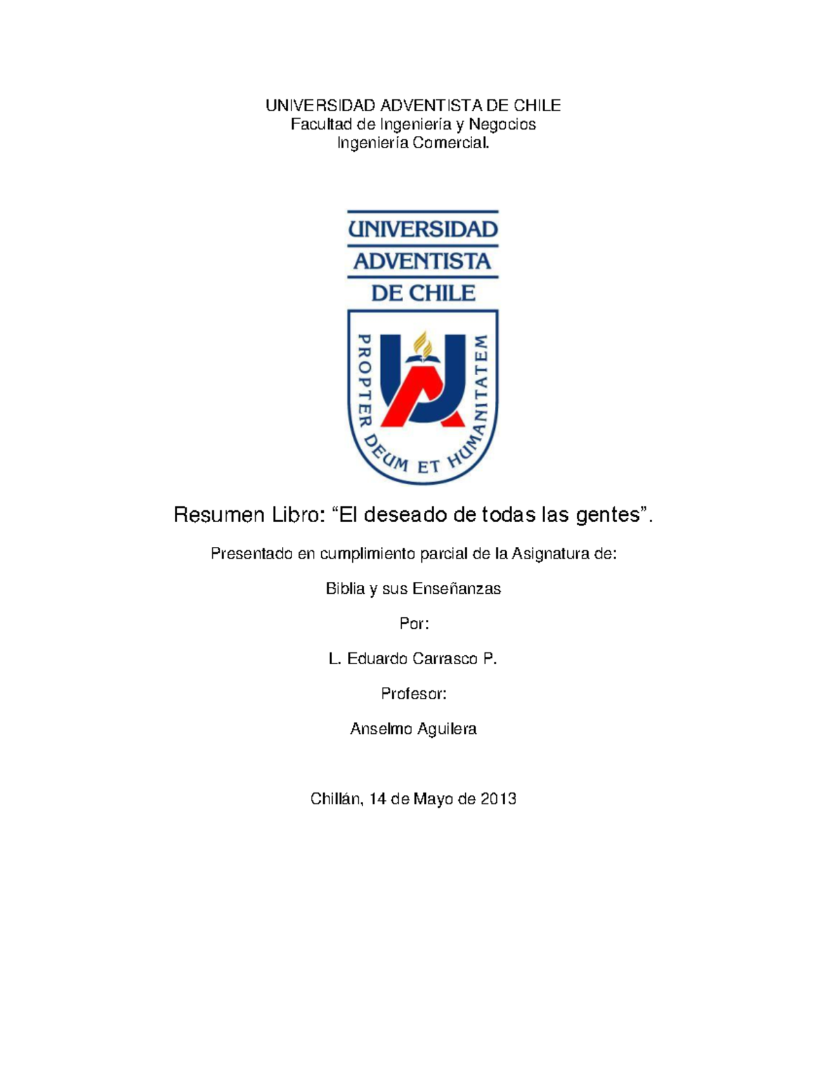 Toaz - asassa - UNIVERSIDAD ADVENTISTA DE CHILE Facultad de Ingeniería ...