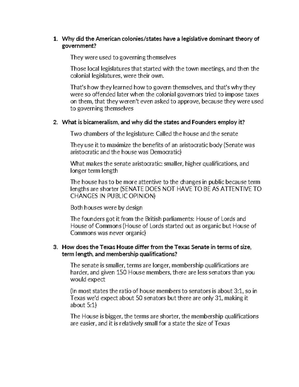 POLS Exam 3 Review - Why did the American colonies/states have a ...