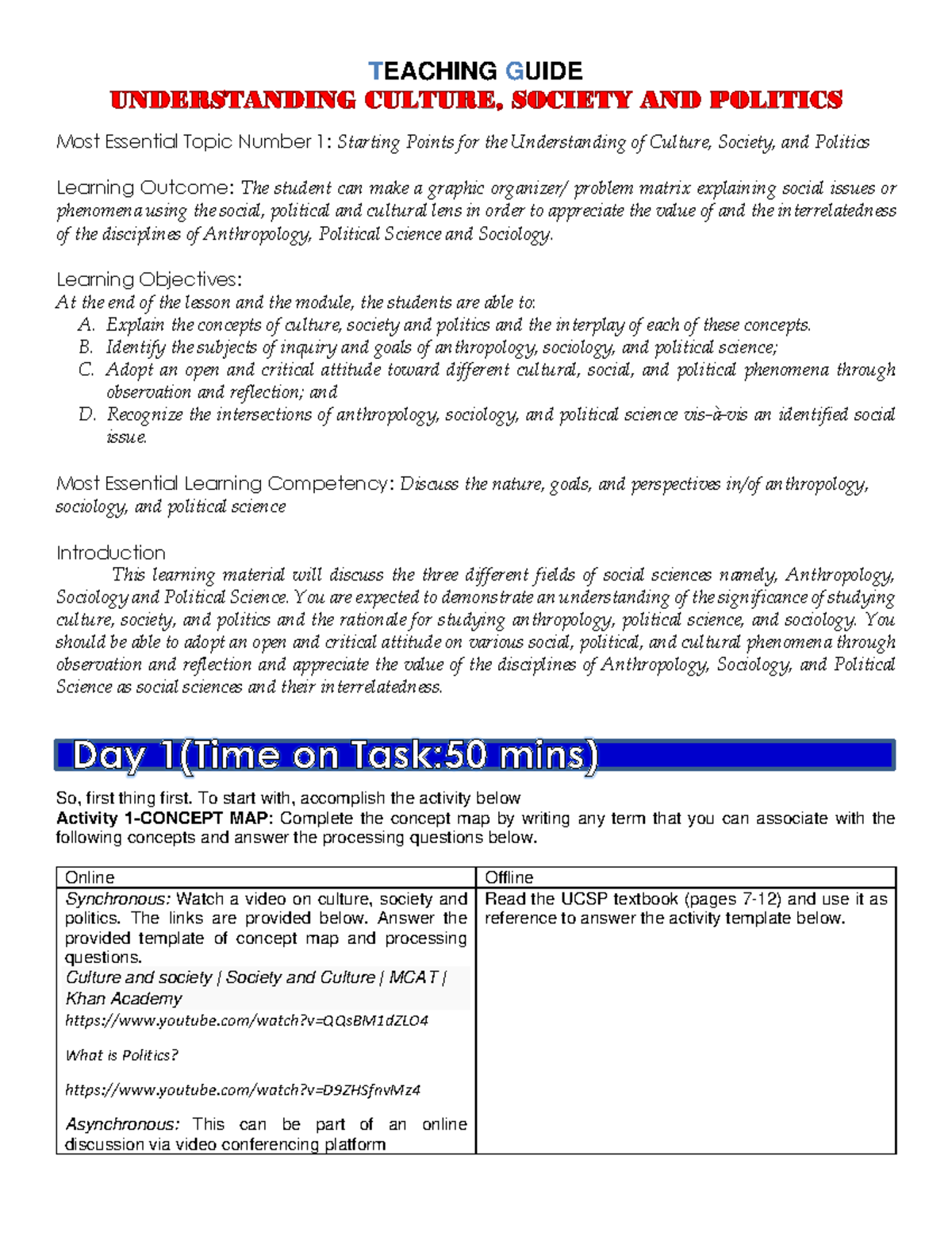 Part 5. Sample Teaching Guide - TEACHING GUIDE Most Essential Topic ...