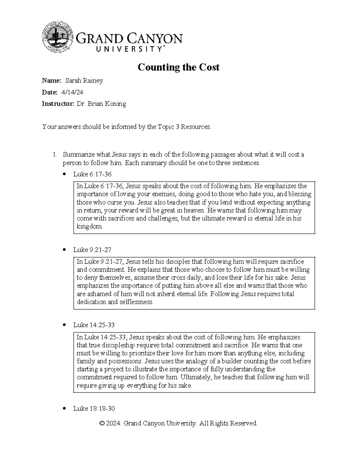 CWV 316 RS T3Counting The Cost - Counting the Cost Name: Sarah Rainey ...