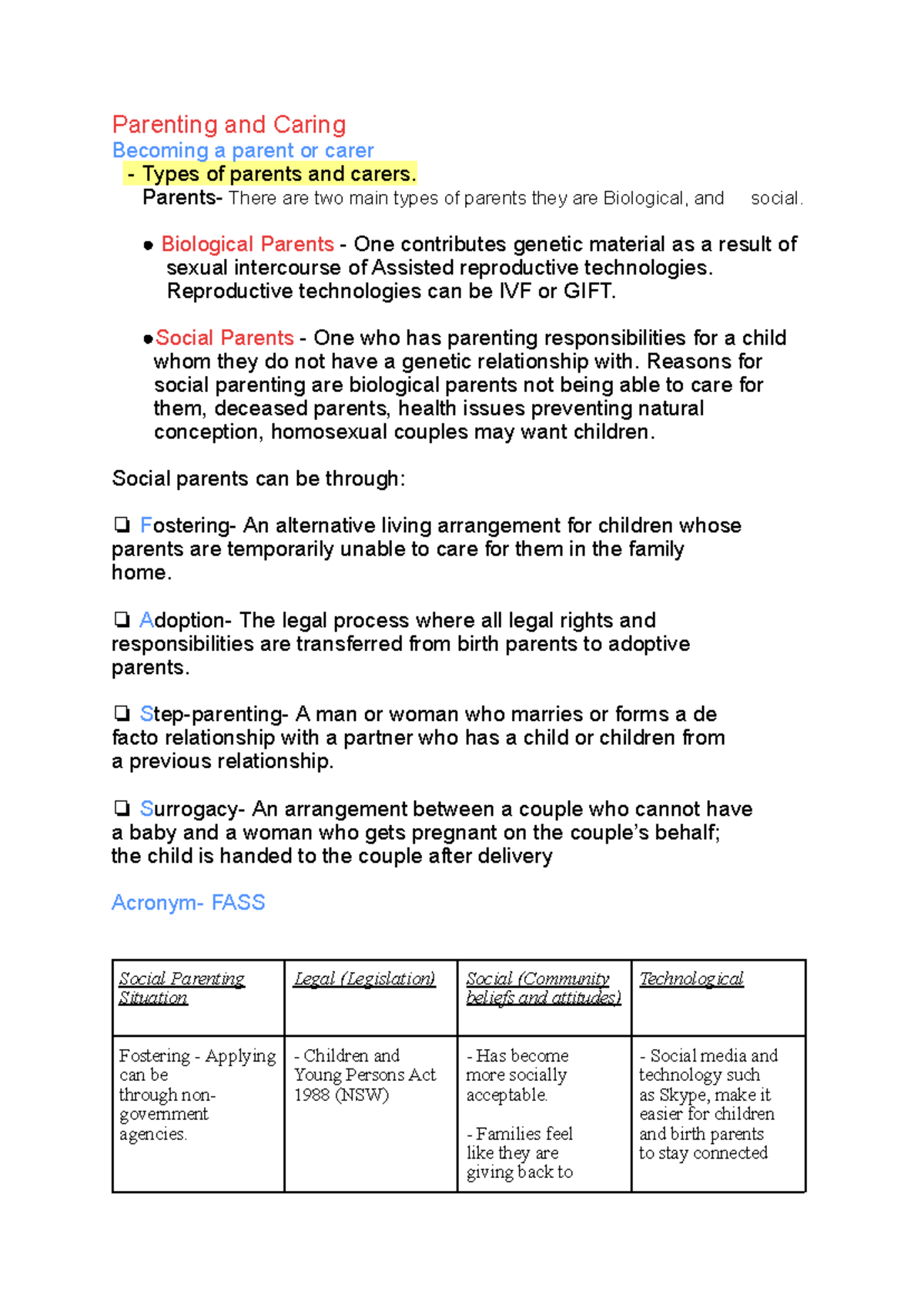 Cafs Parenting and Carers Notes - Parenting and Caring Becoming a ...