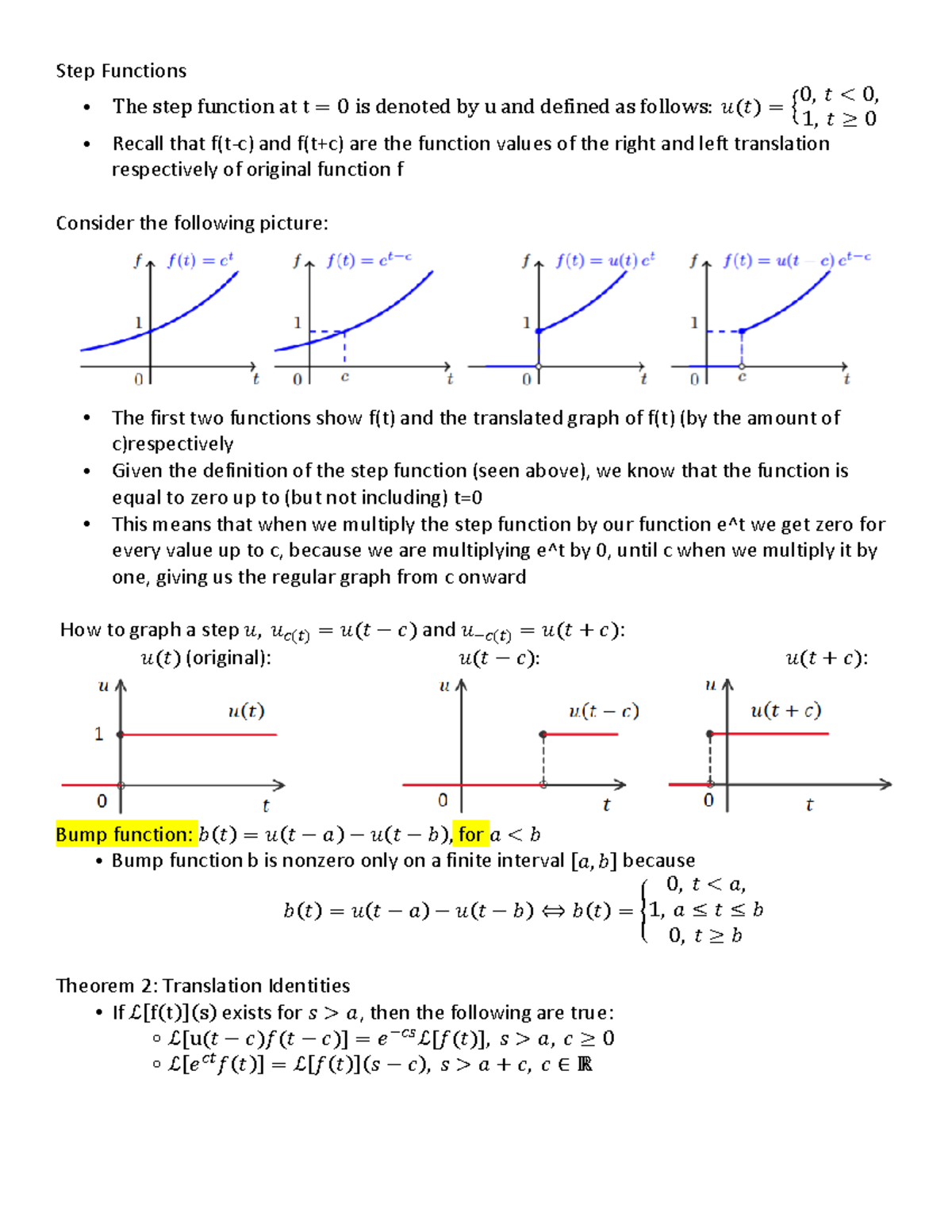 MTH235 Chapter 3.3 - Step Functions The step function at t = 0 is ...