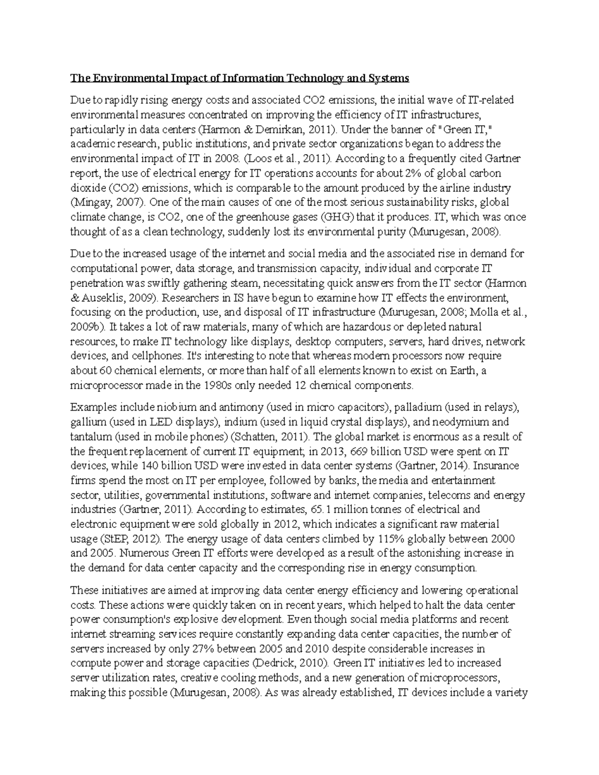 The Environmental Impact of Information Technology and Systems - Under ...