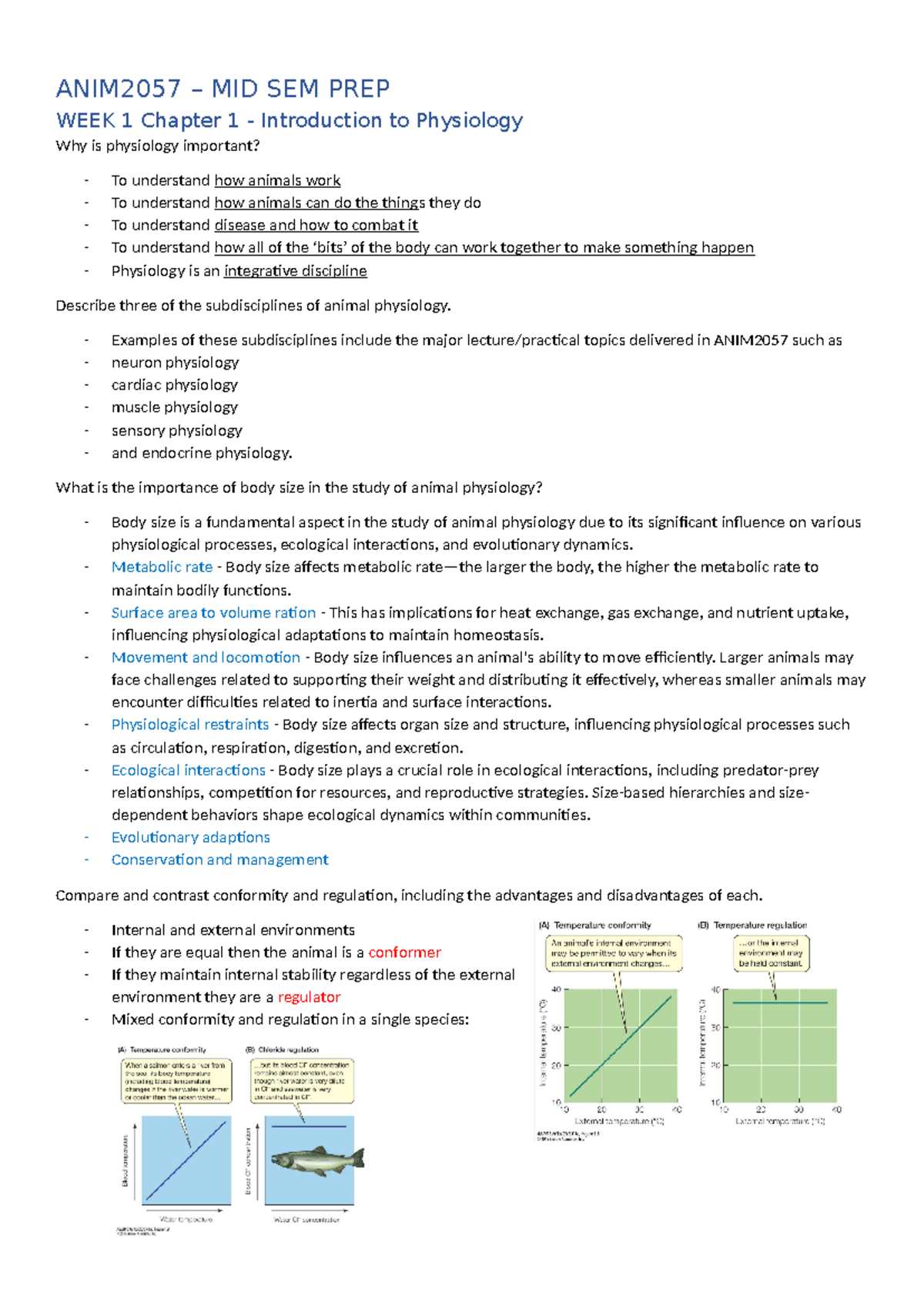 MID SEM PREP - ANIM2057 – MID SEM PREP WEEK 1 Chapter 1 - Introduction ...