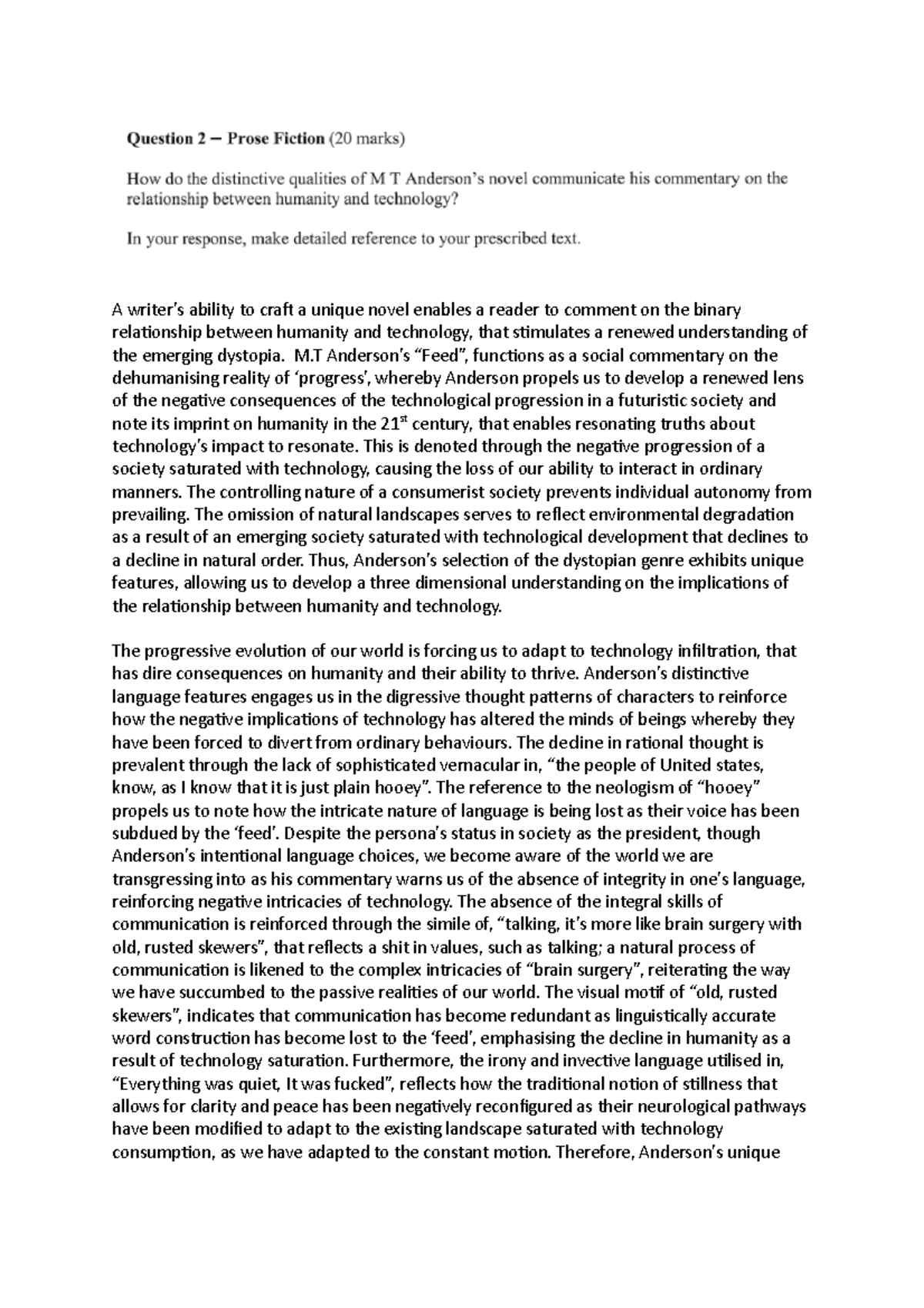 Essay for Feed Module B Standard English - A writer’s ability to craft ...