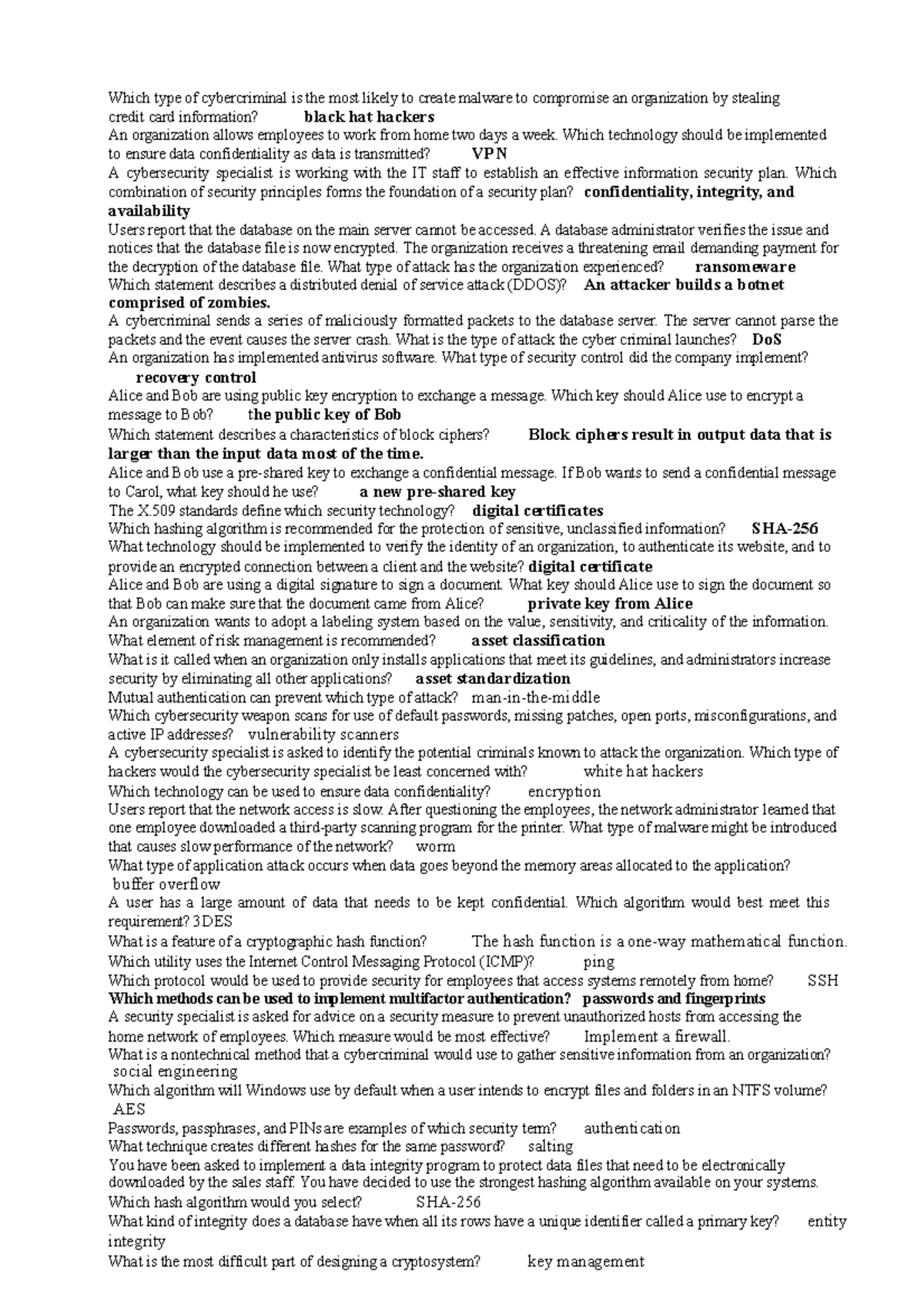 Infosec Final questions - Which type of cybercriminal is the most ...