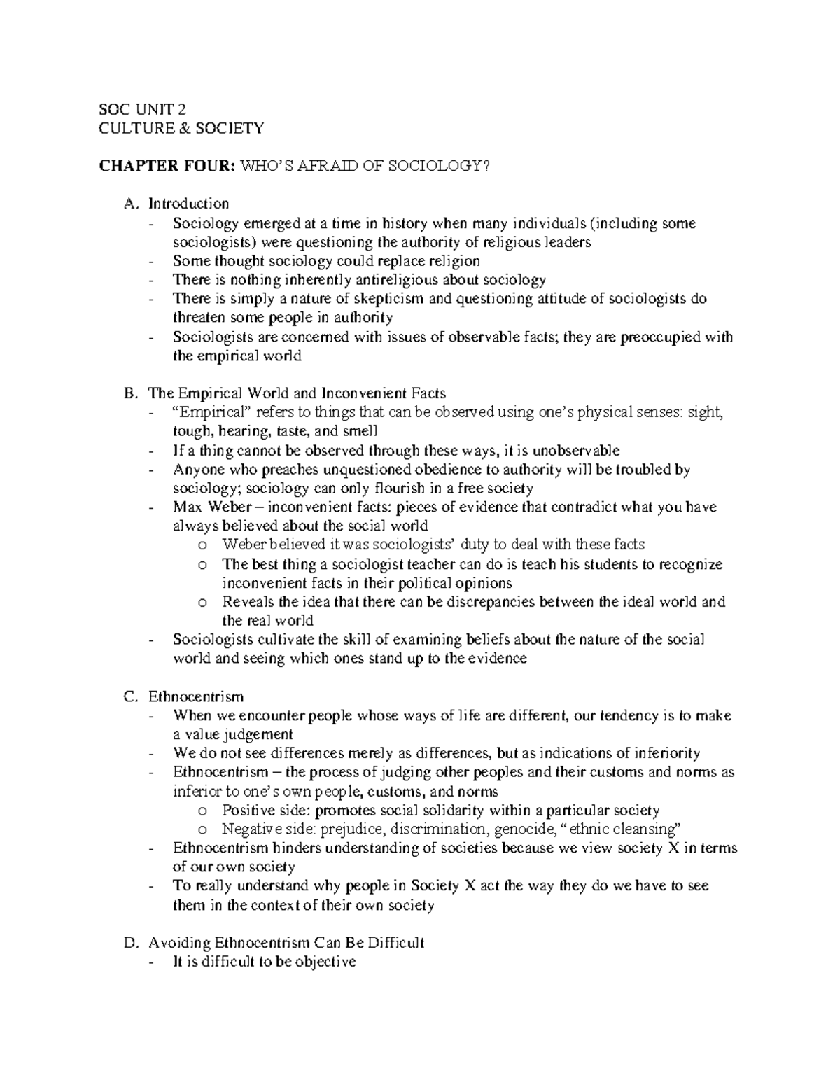 Socunit 2 - Culture, agents of socialization, crime, theories, etc ...