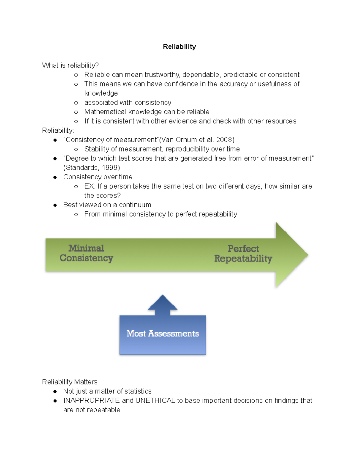 Reliability - cas 310 notes taken during Professor Michelle Ramos class ...