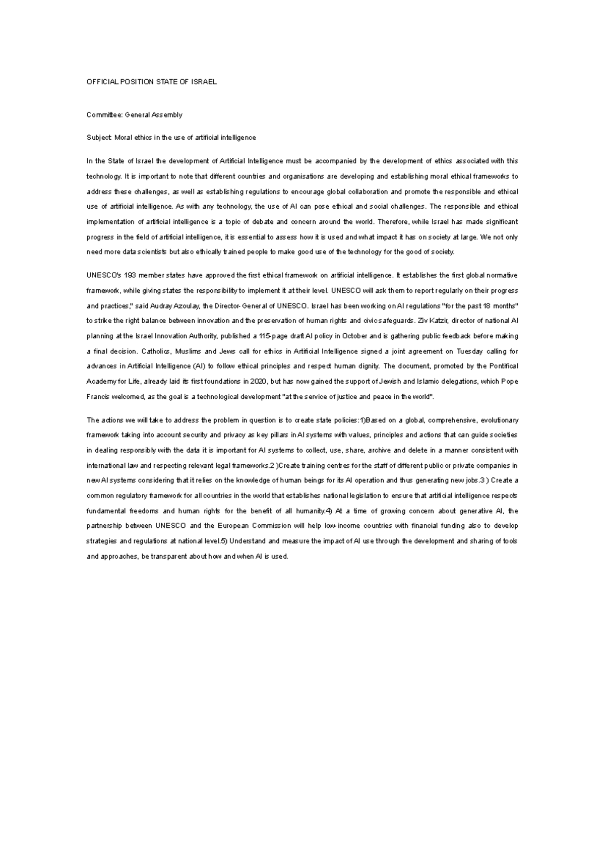 Official Position State OF Israel original - OFFICIAL POSITION STATE OF ...