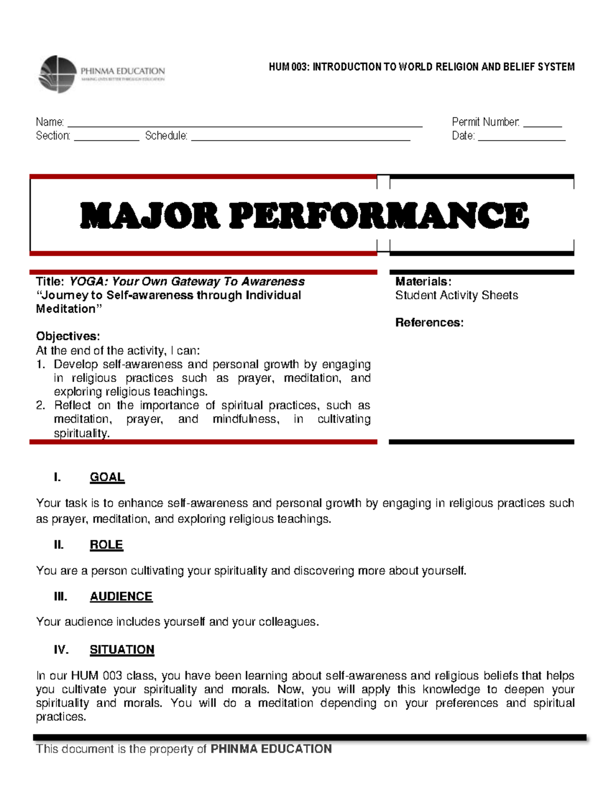 HUM 003 1ST Major Performance TASK - Name: - Studocu