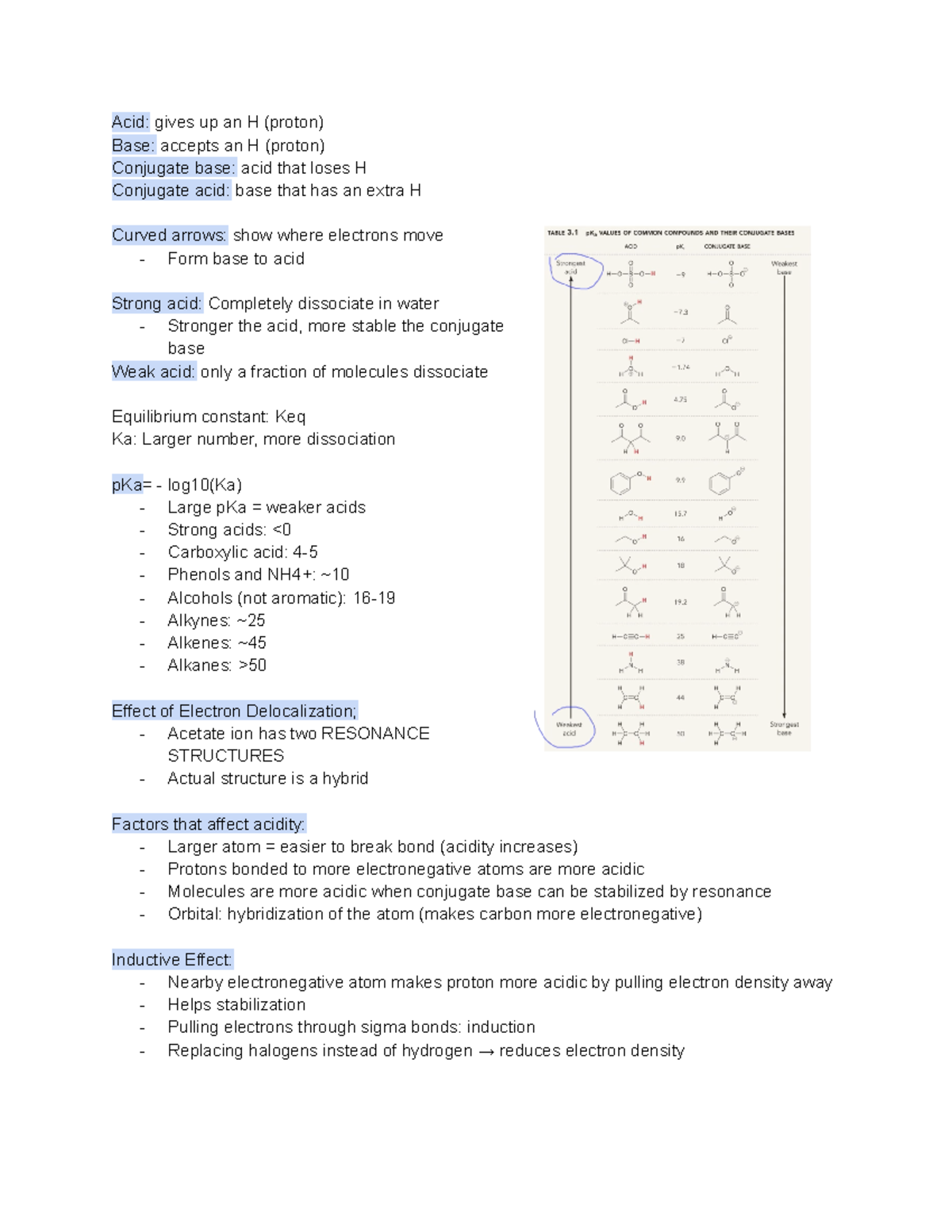Acids and Bases - Factors of acidity, pKa, and (C)ARIO - Acid: gives up ...