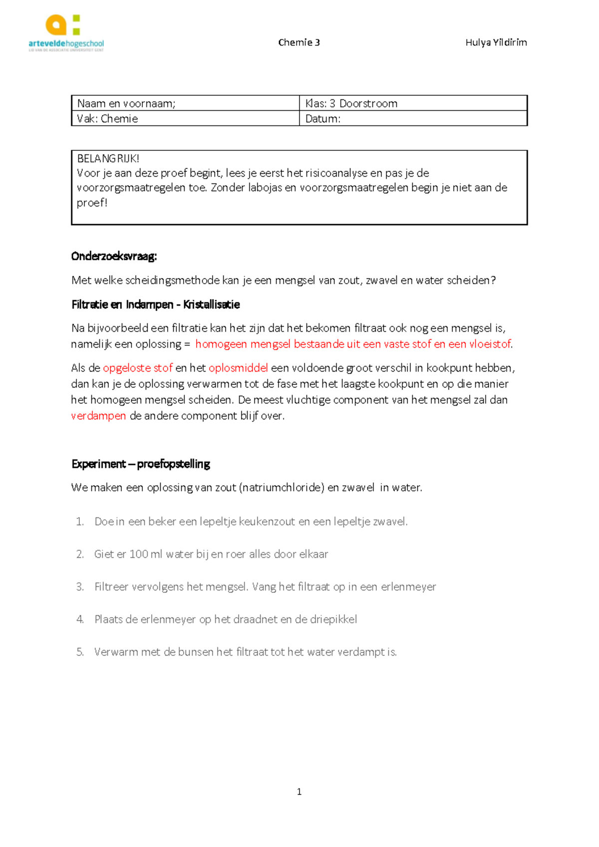 Hulya Yildirim Chemie 3 scheiding van mengsels indampen en filtreren oplossing pdf 2 - Chemie 3 ...