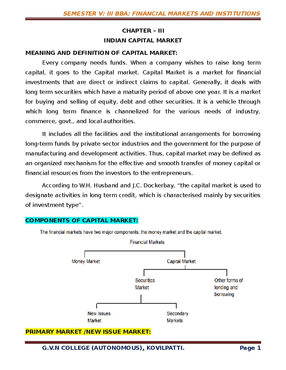 Indian Capital Market - Need materials - CHAPTER – III INDIAN CAPITAL ...
