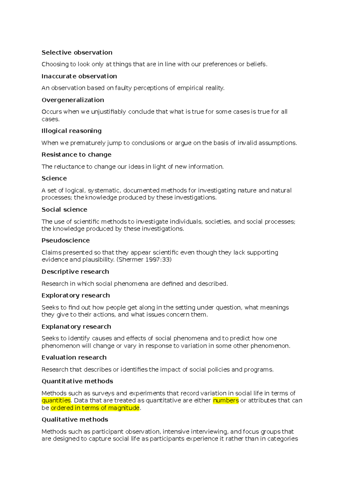 RDQM 단어 정리 본 - 시험대비 - Selective observation Choosing to look only at ...