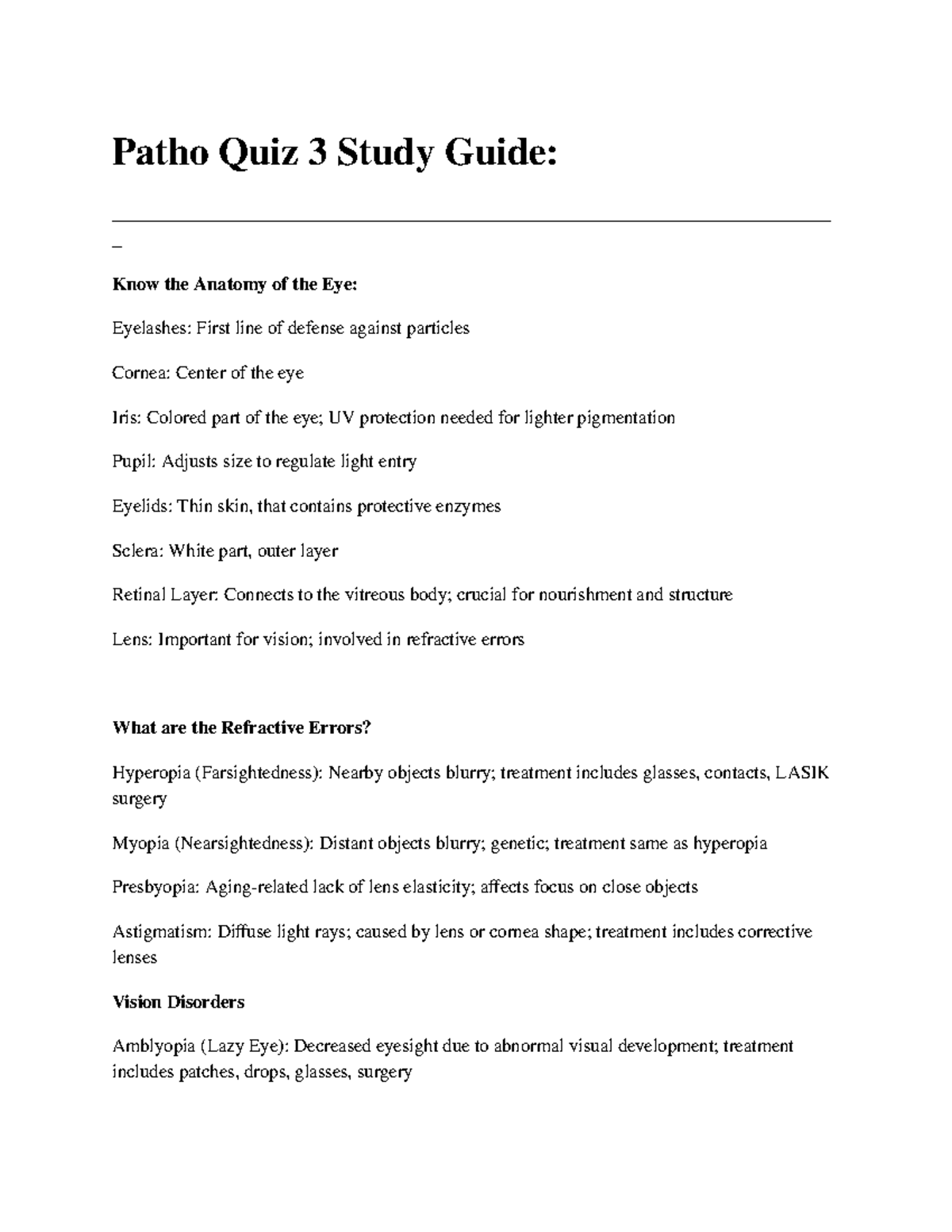 Patho Quiz 3 Study Guide - Patho Quiz 3 Study Guide: - Studocu