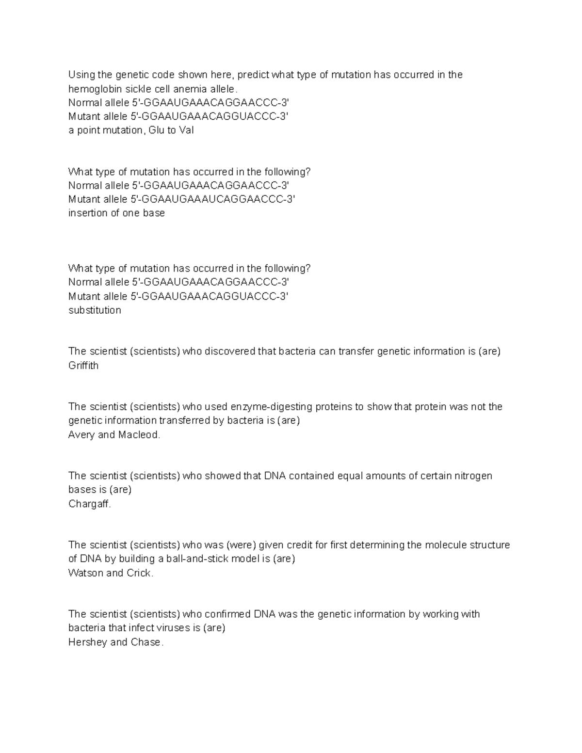 BSC 101 Chapter 7 Guide - Using the genetic code shown here, predict ...