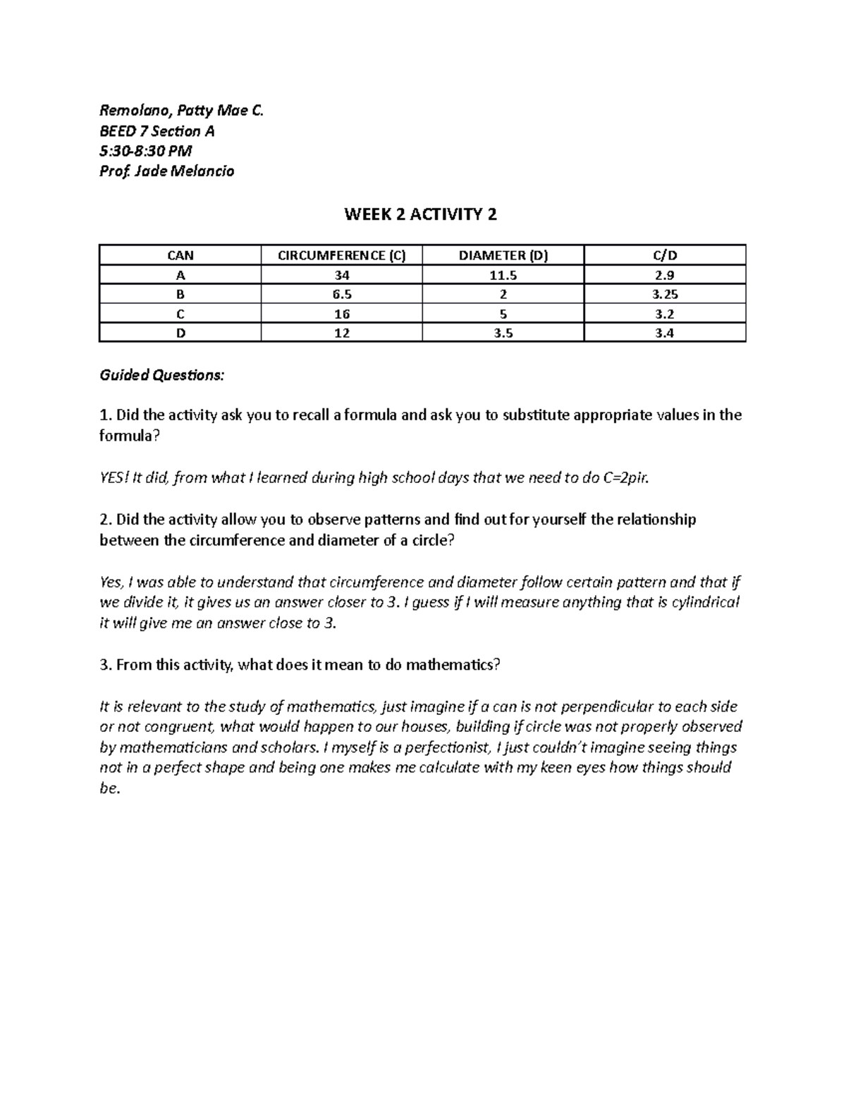 BEED7Week2Activity 2 - PRACTICAL EXAM - Remolano, Patty Mae C. BEED 7 ...