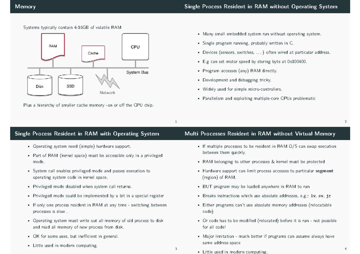 Virtual Memory - Lecture notes 9 - Memory Systems typically contain 4 ...