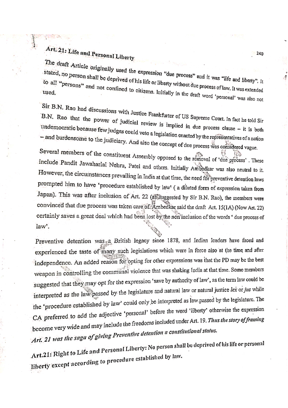 Article 21 - Descriptive notes - Art. 21: Life and Personal Liberty 240 ...