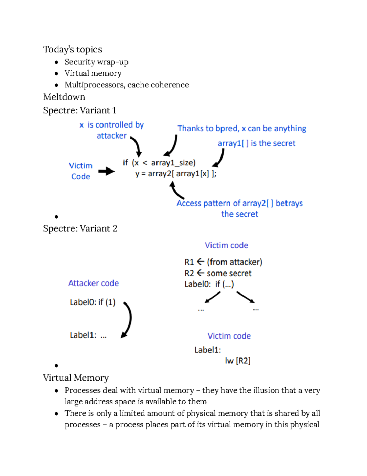 CS ECE 3810 Lecture Notes Class 25 - Today’s topics Security wrap-up ...