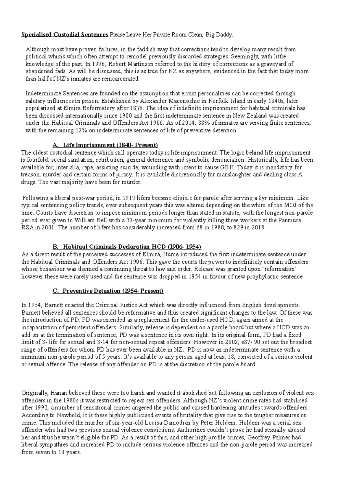 Specialised Custodial Sentences Exam - Specialised Custodial Sentences ...