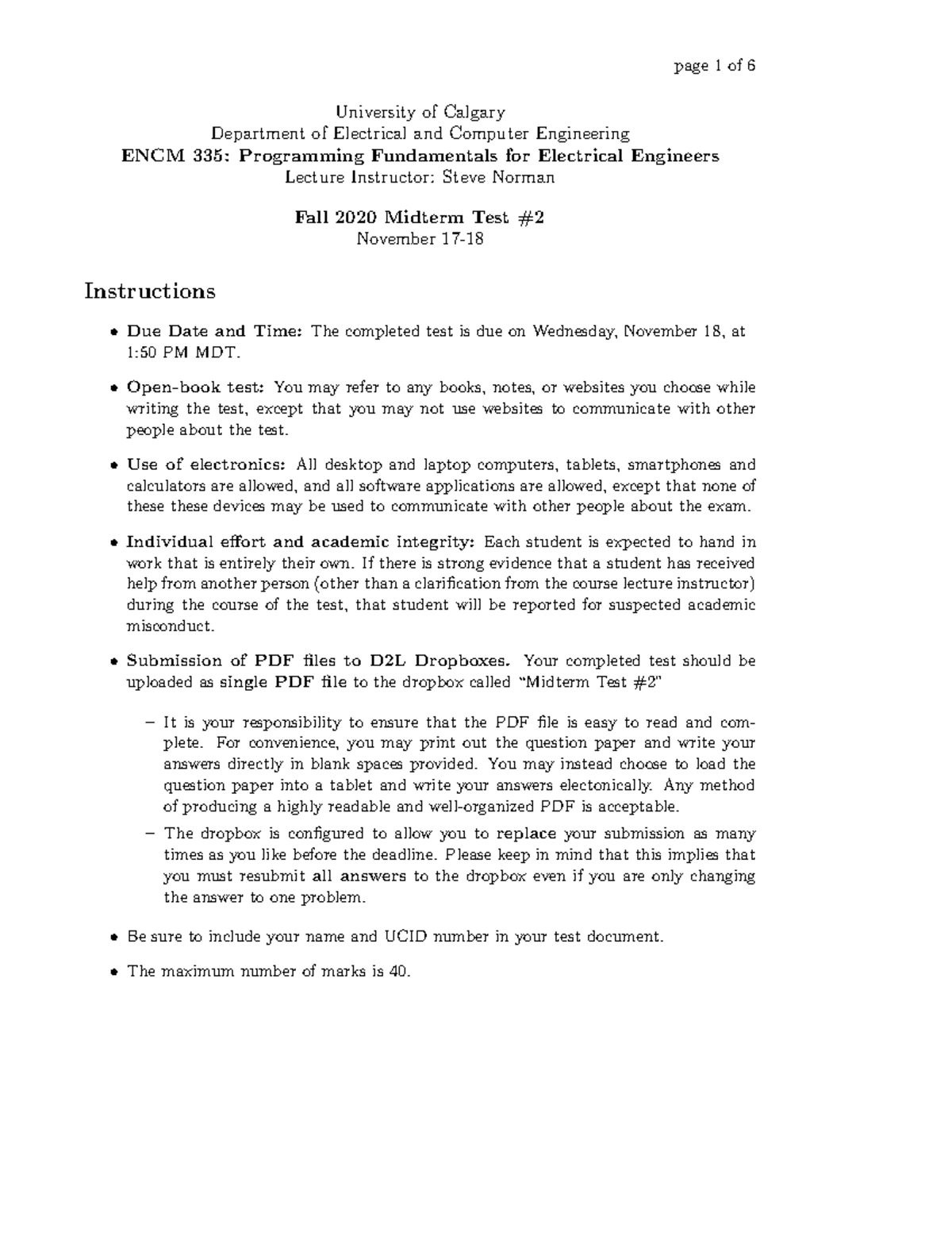 ENCM 335 F20 Midterm 2 Questions - page 1 of 6 University of Calgary Department of Electrical ...