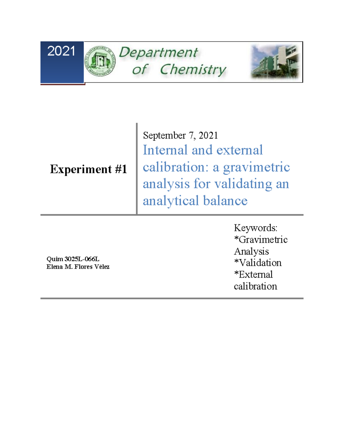 Internal and external calibration: a gravimetric analysis for ...