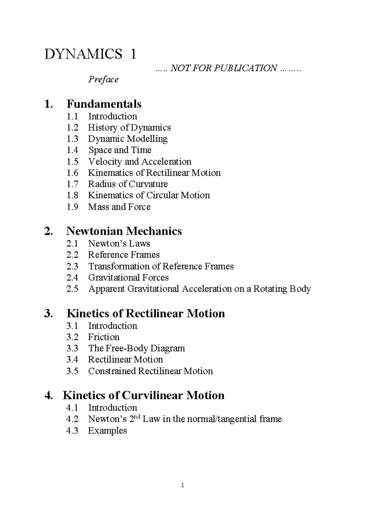 Part1-12 - Course notes - DYNAMICS 1 ..... NOT FOR PUBLICATION ...