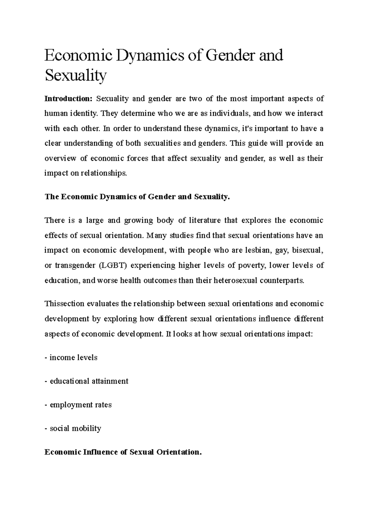 Economic Dynamics of Gender and Sexuality - Economic Dynamics of Gender ...