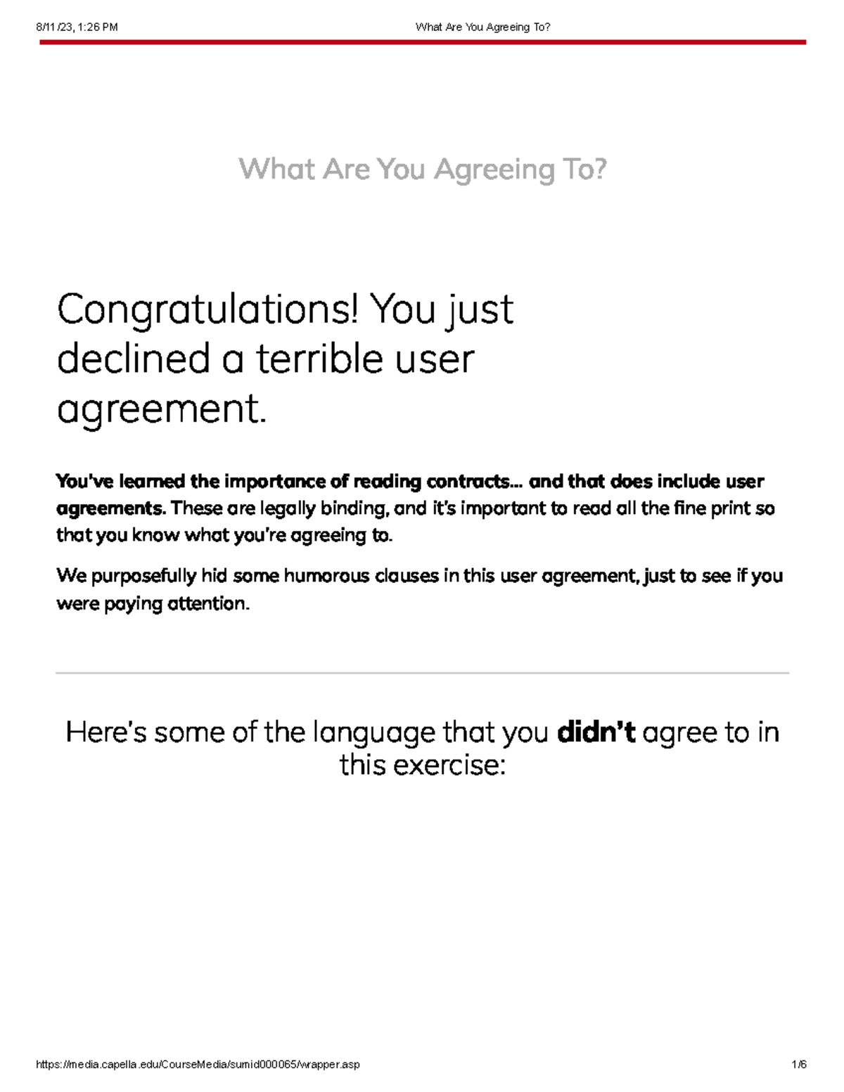 What Are You Agreeing To - Congratulations! You just declined a ...