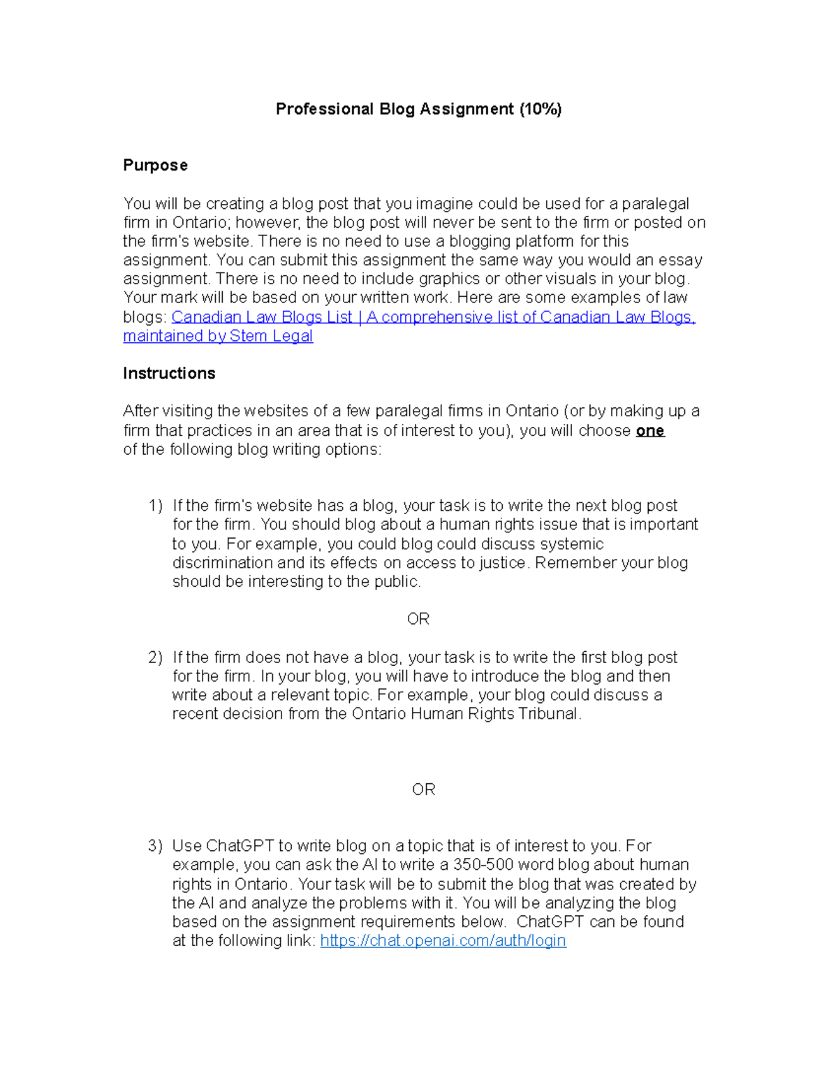 Professional Blog Assignment Winter 2023 - Professional Blog Assignment ...