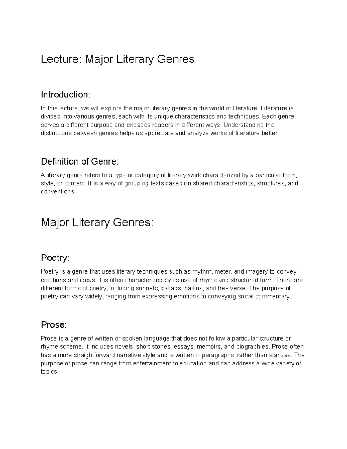 Advanced Foundations of College English (EGL-0090) Lecture 28 - Major ...