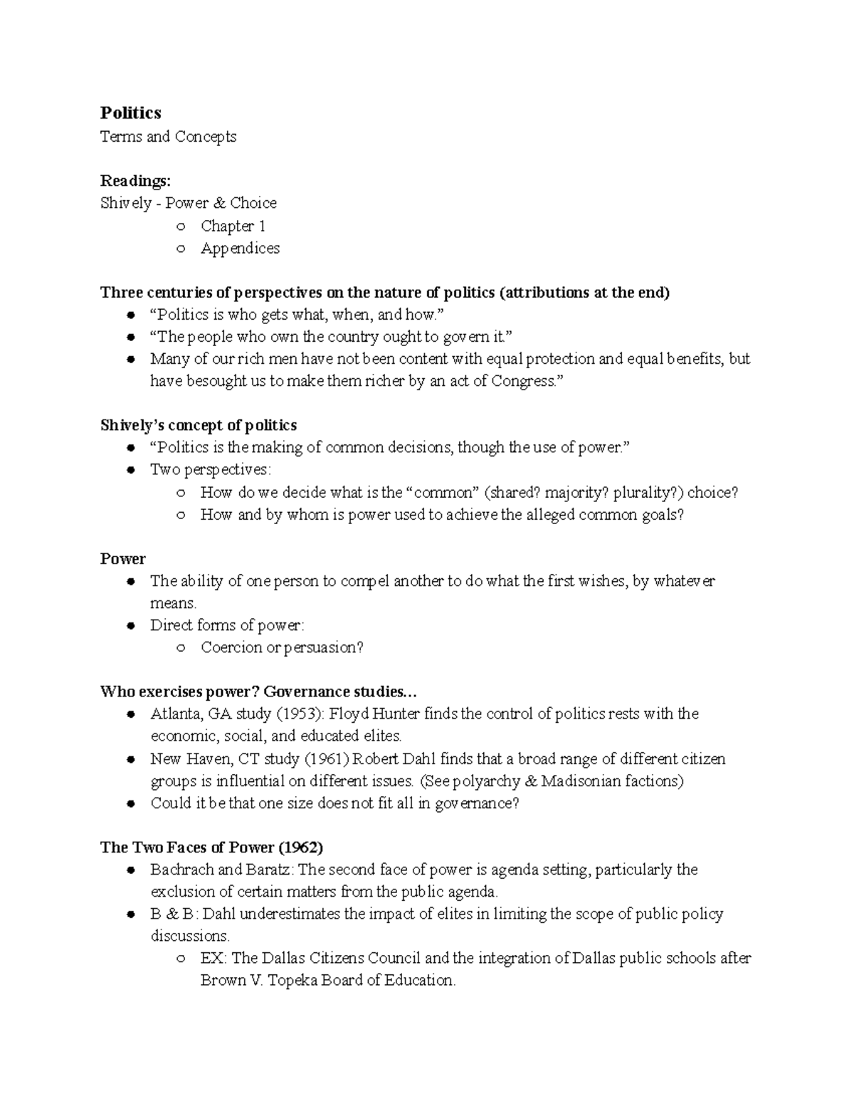 PSCI 2304 - Introduction to Political Science - Politics - Politics ...