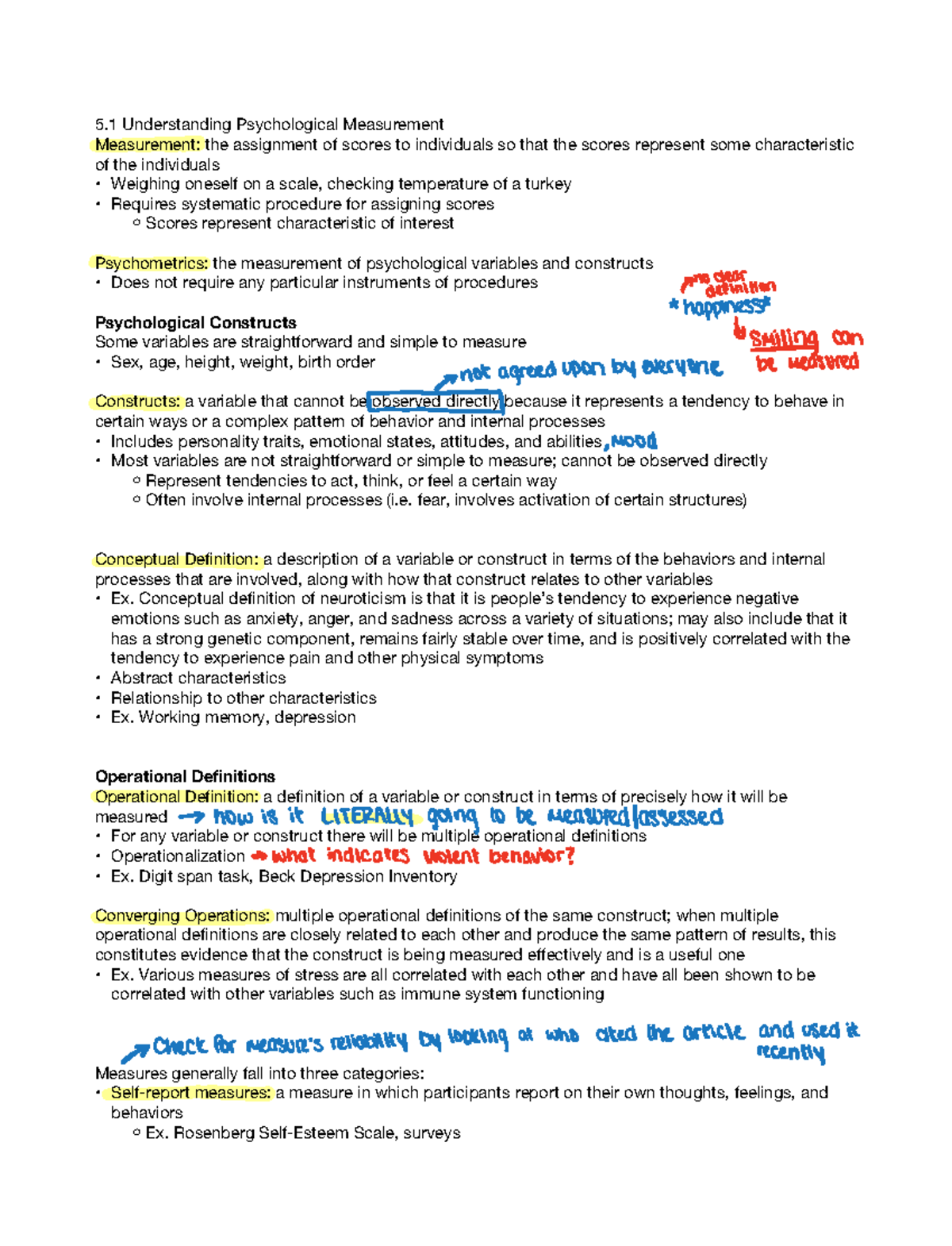 Chapter 5 Psychological Measurement - 5 Understanding Psychological ...