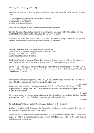 Foundations of Optics - Visual Optics MCQ questions with answers - MCQ ...