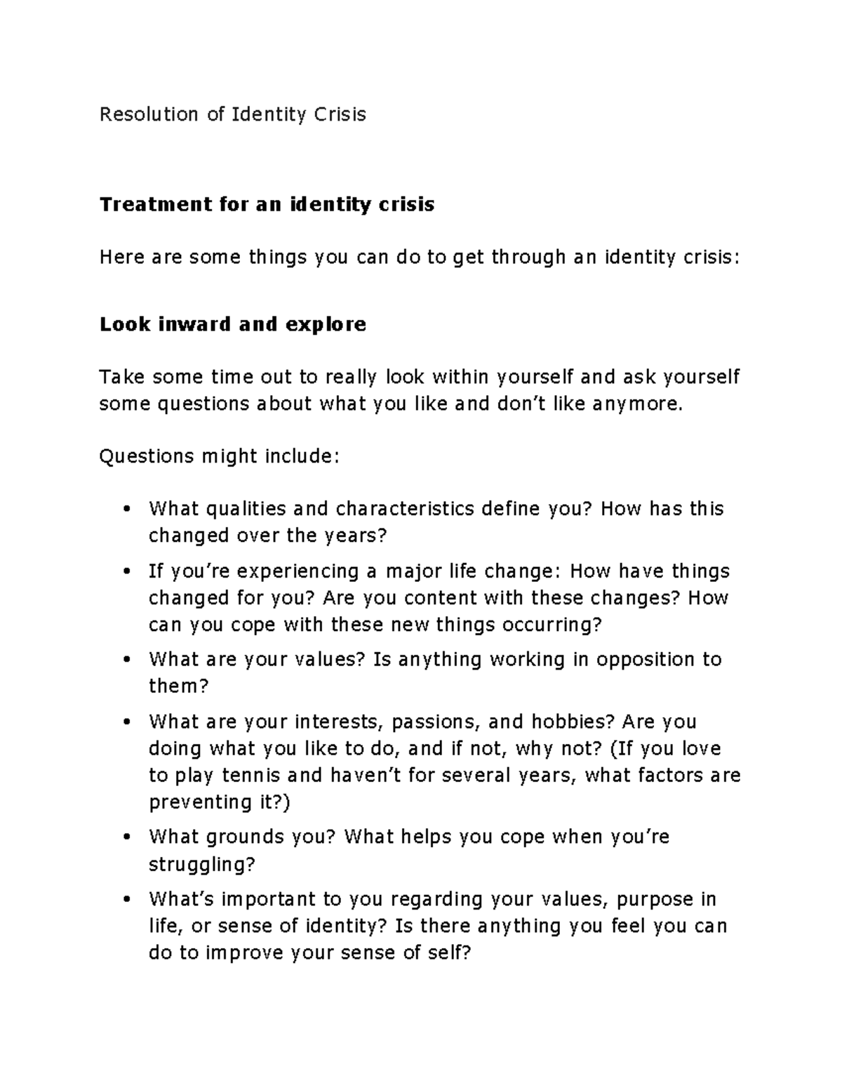 Psychosocial Change-Early Adulthood - Resolution of Identity Crisis ...