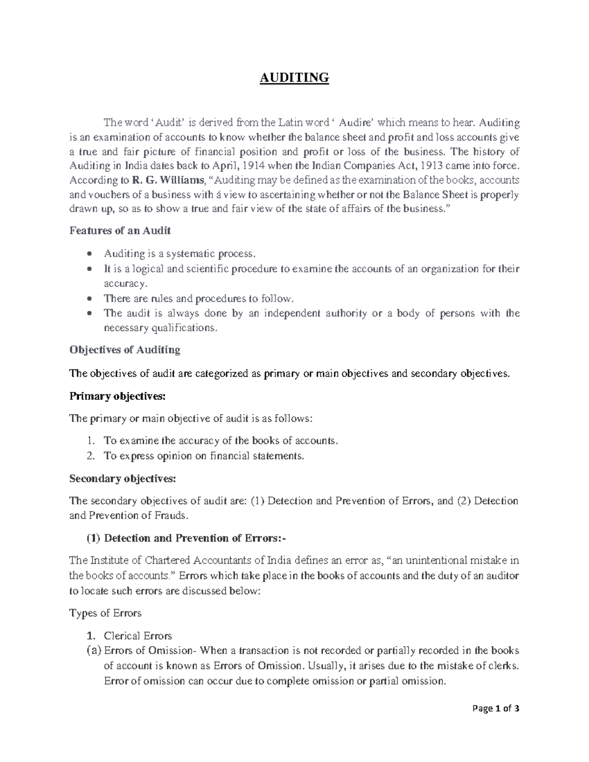 Auditing - Useful - Page 1 of 3 AUDITING The word 8Audit9 is derived ...