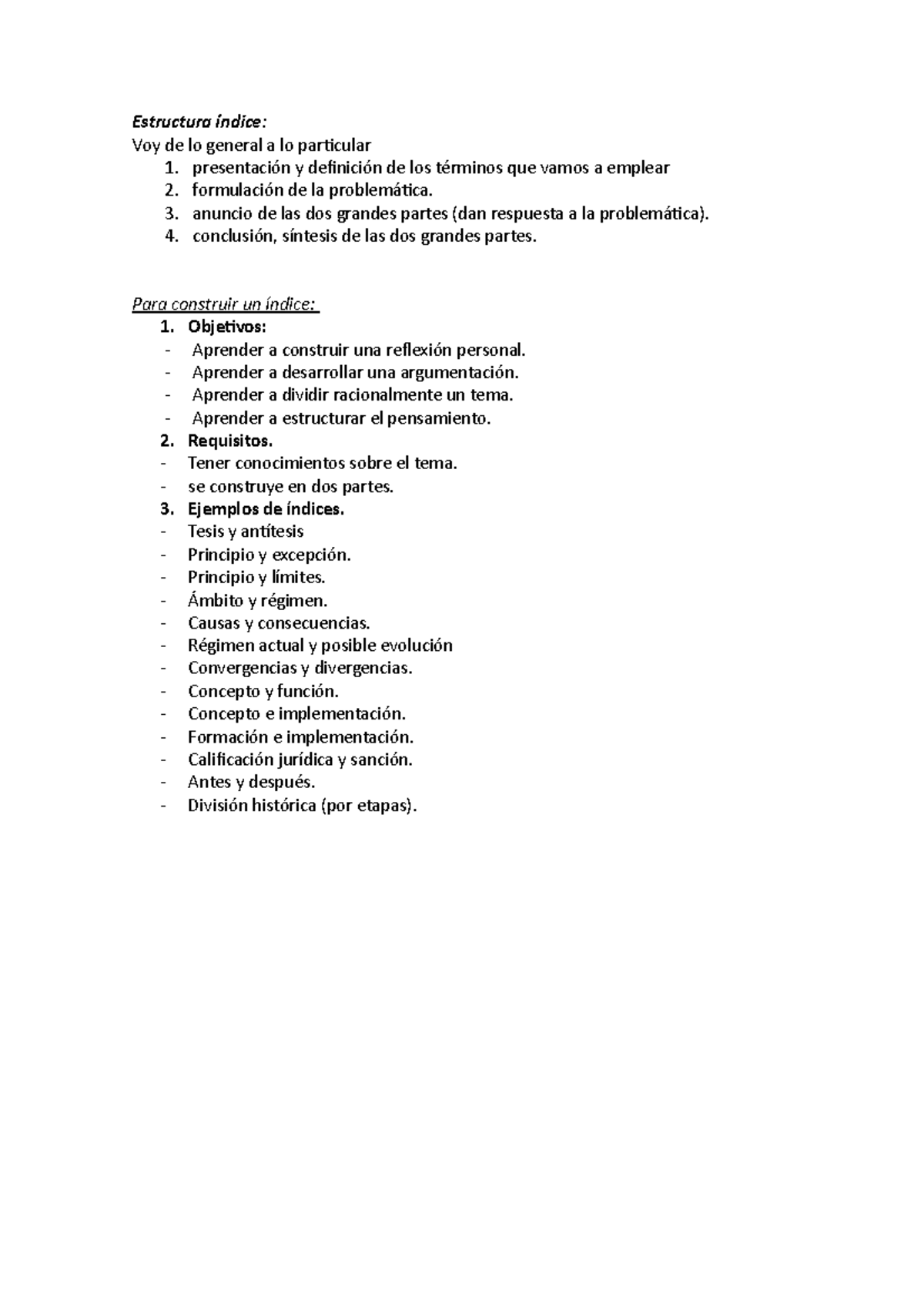Estructura indice - Estructura índice: Voy de lo general a lo ...